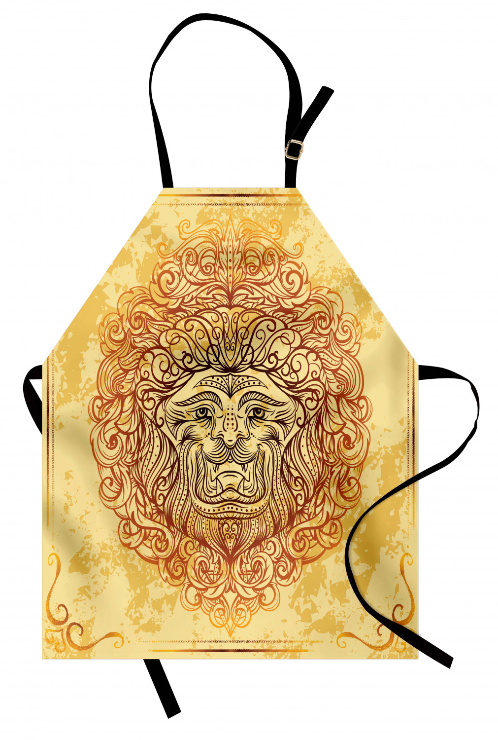 Safari Apron Zodiac Lion Baroque Motifs on Grunge Aged Background Pride ...