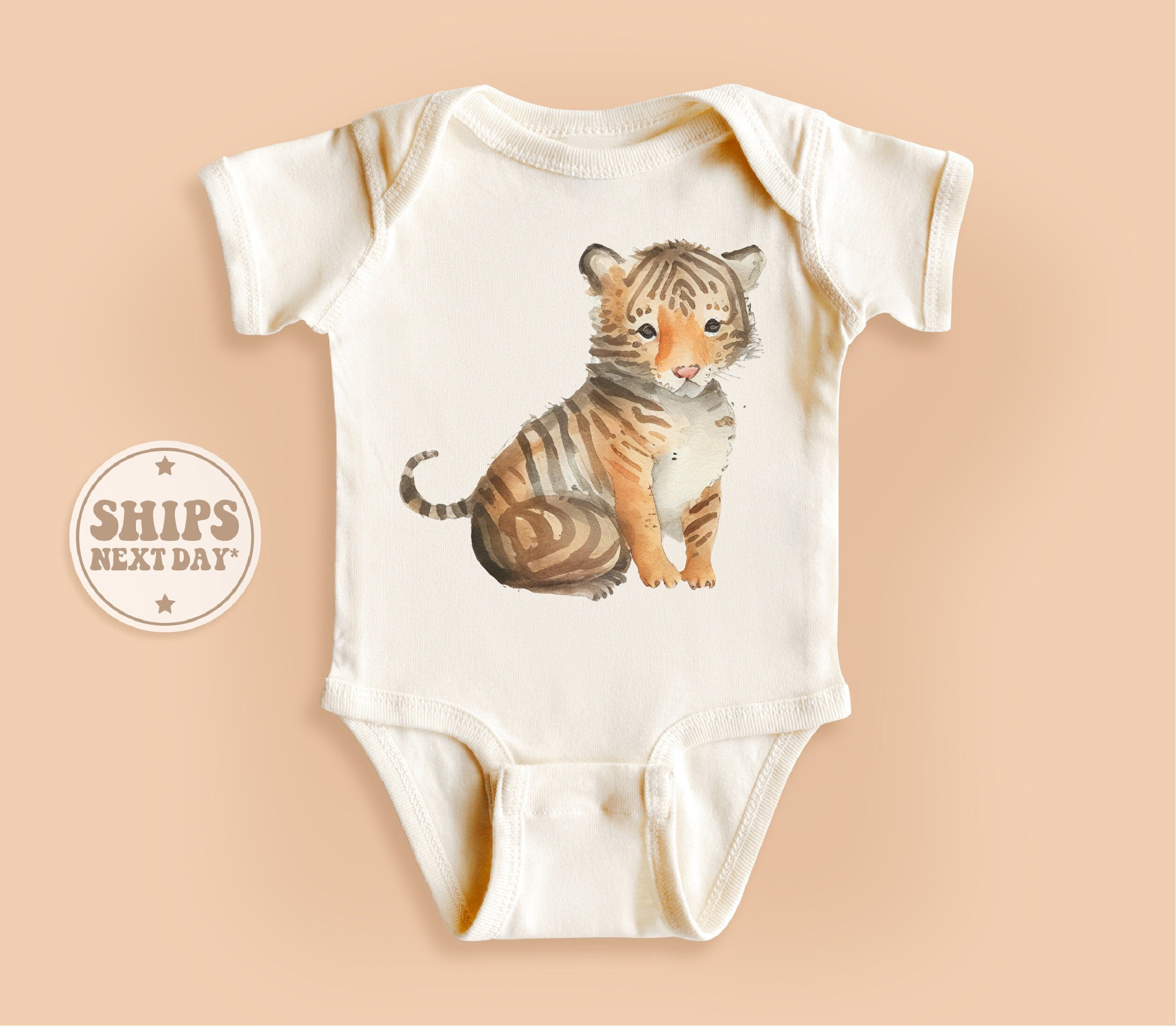 Safari Baby Onesie, Little Baby Tiger Natural Onesie, Wilderness Baby ...