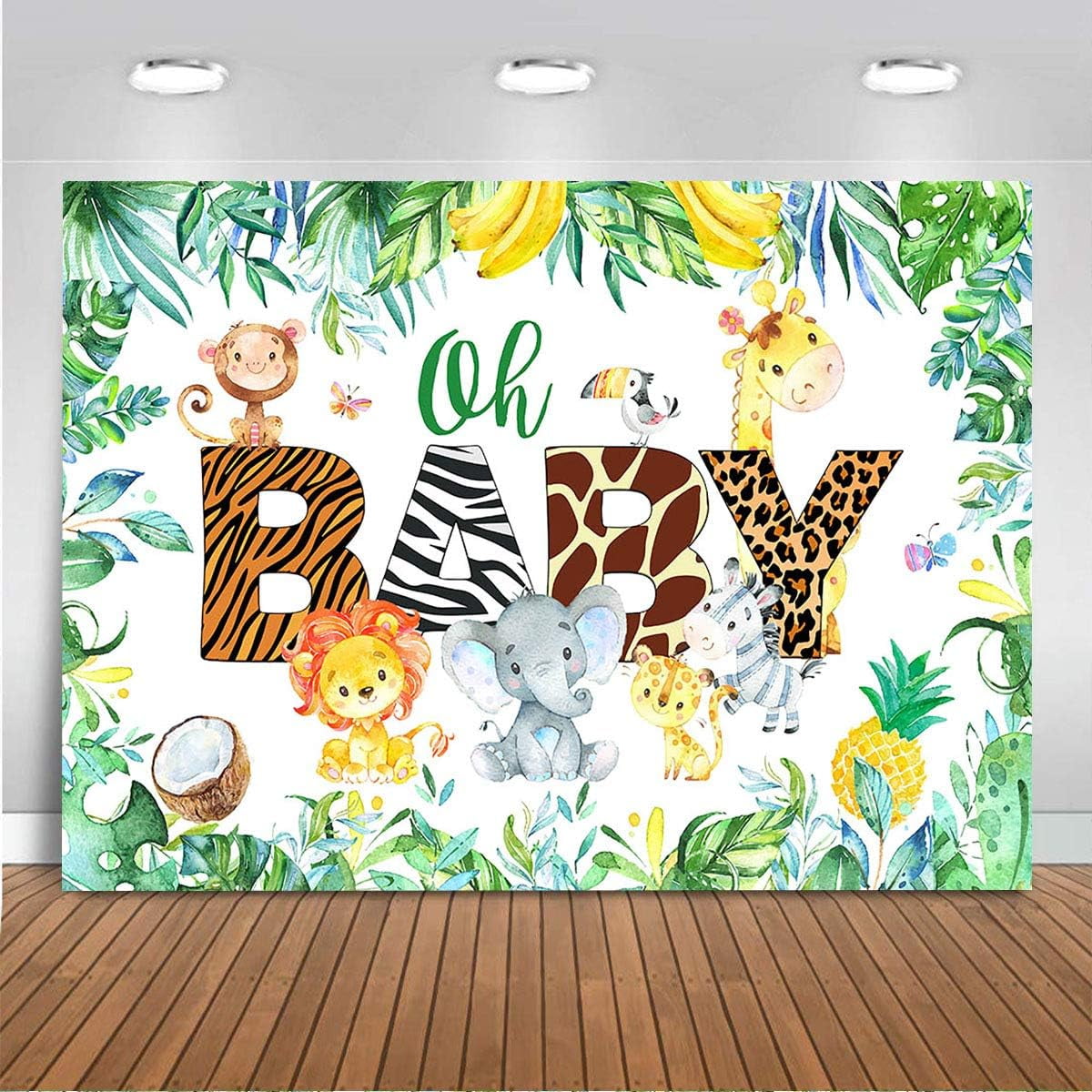 Safari Baby Shower Backdrop Jungle Animals Baby Shower Background Vinyl ...