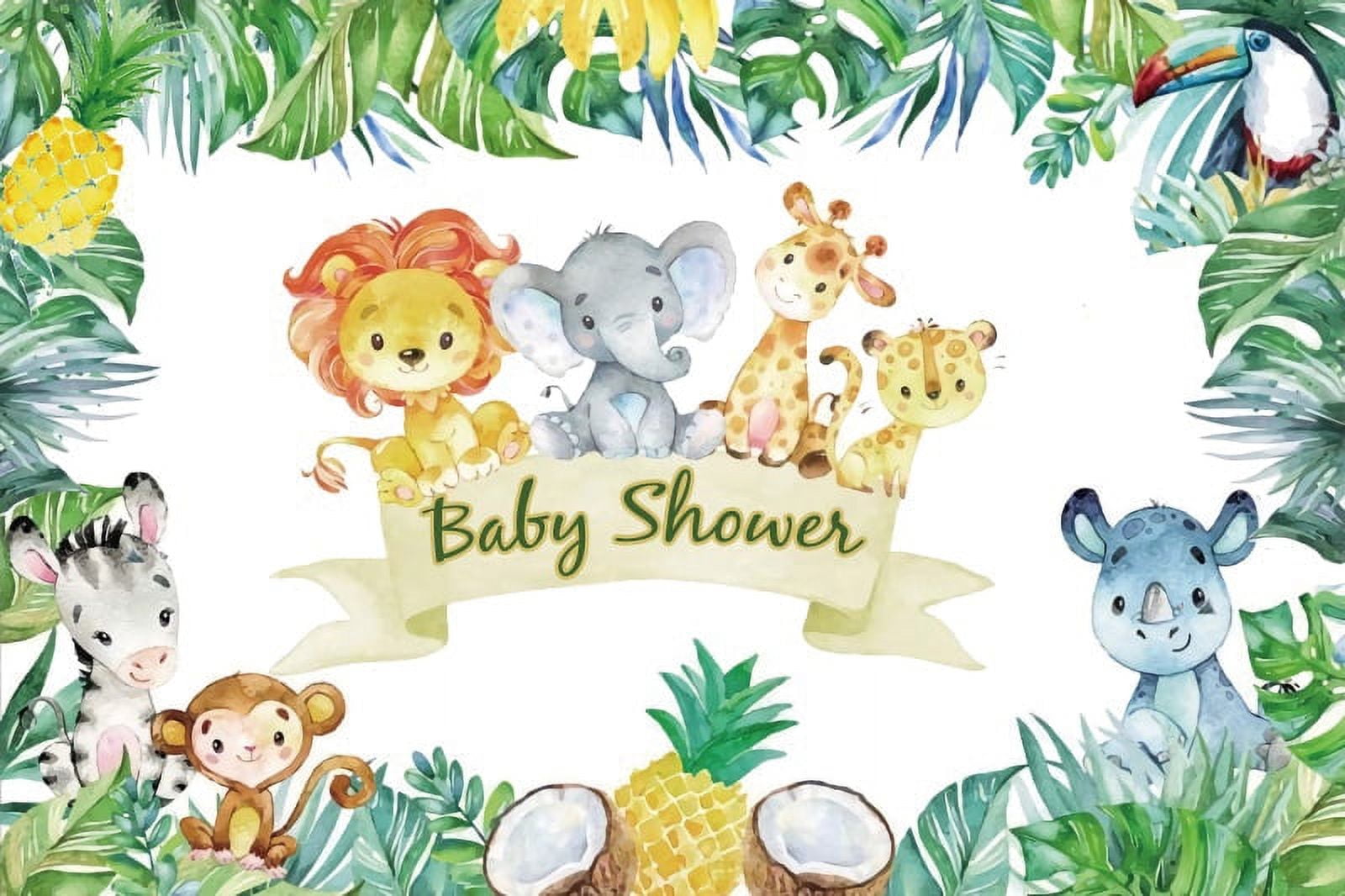 Safari Baby Shower Background Jungle Wild Animal Tropical Leaves Kid ...