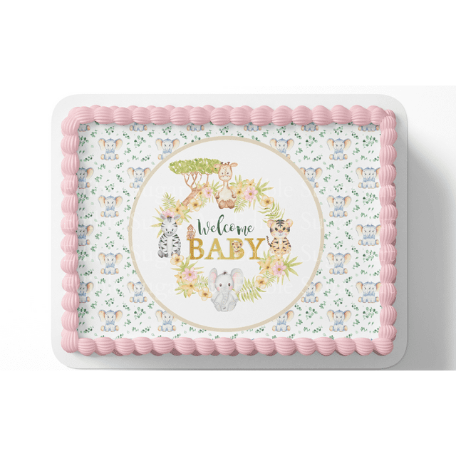 Safari Baby Shower Cake Topper Edible Image Jungle Baby Shower Safari ...