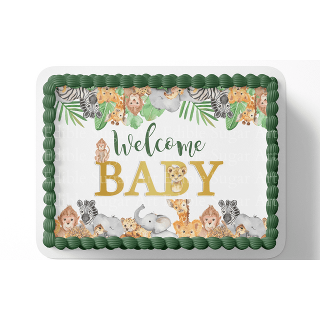 Safari Baby Shower Cake Topper Edible Image Jungle Baby Shower Safari ...