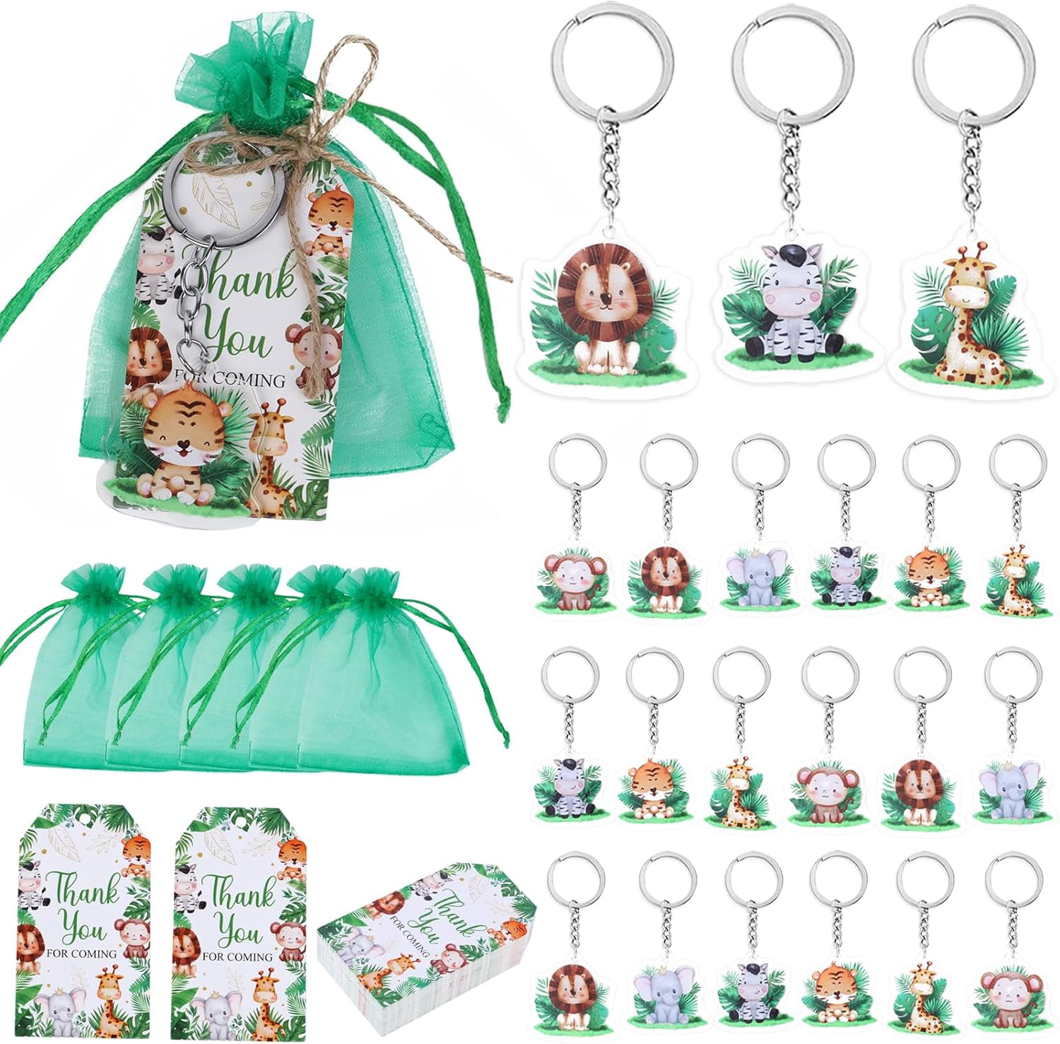 Safari Baby Shower Party Decorations, Safari Keychain Party Favors with ...