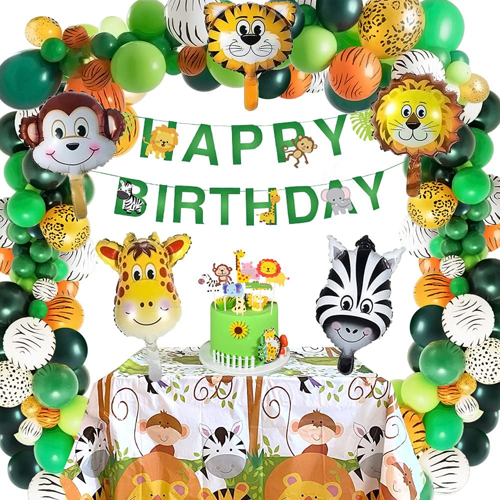 Safari Birthday Decorations, 58PC Wild Jungle Theme Party Supply ...
