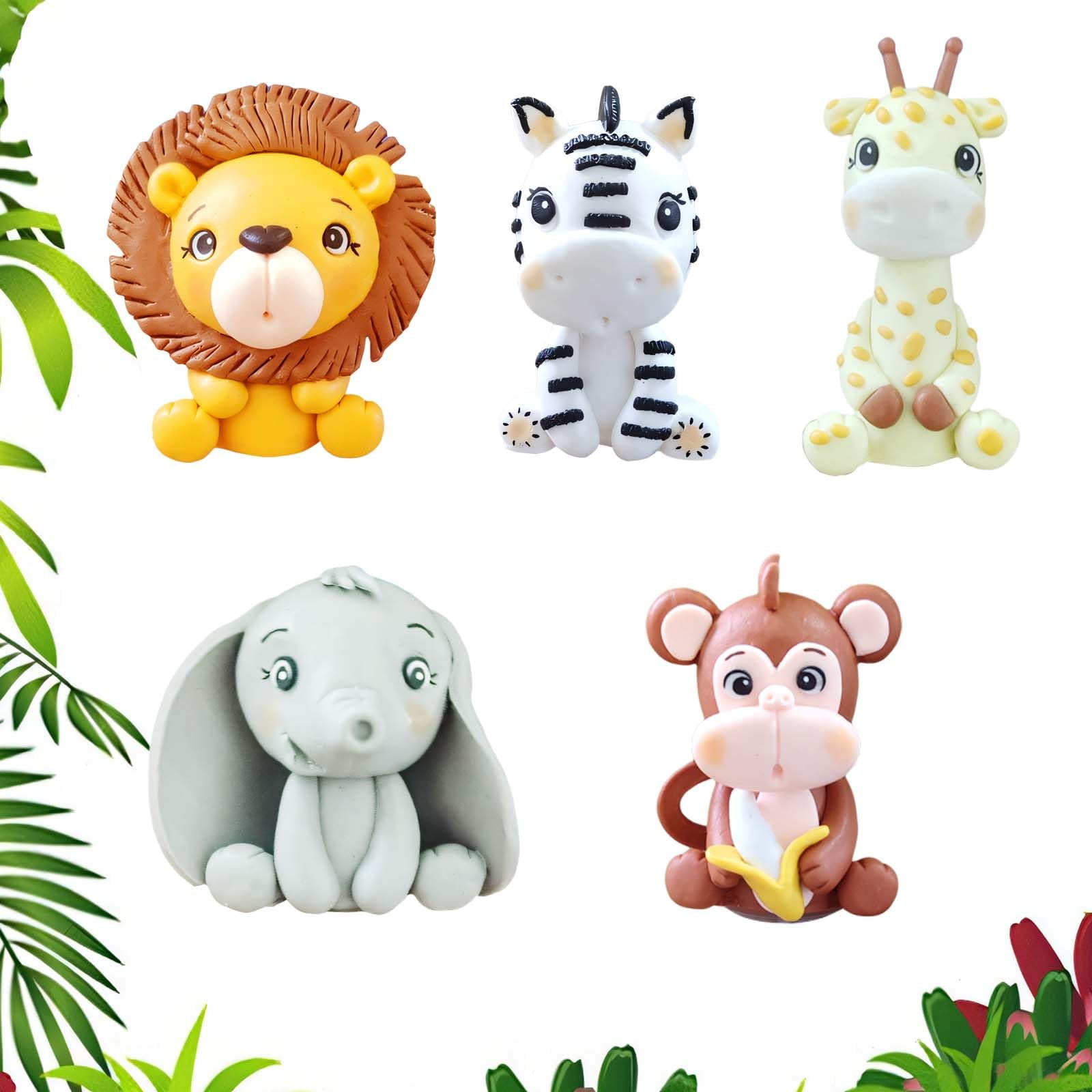 Safari Cake Toppers AJH3 For Baby Shower, Qoadwem Safari Animal Cake ...