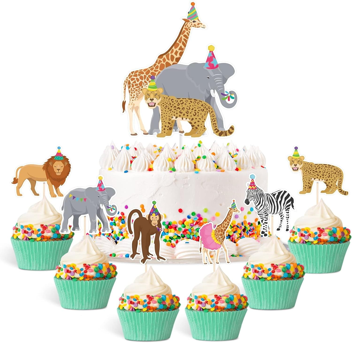 Safari Cake Toppers Jungle Animals Decor for Wild Animal Birthday Baby ...