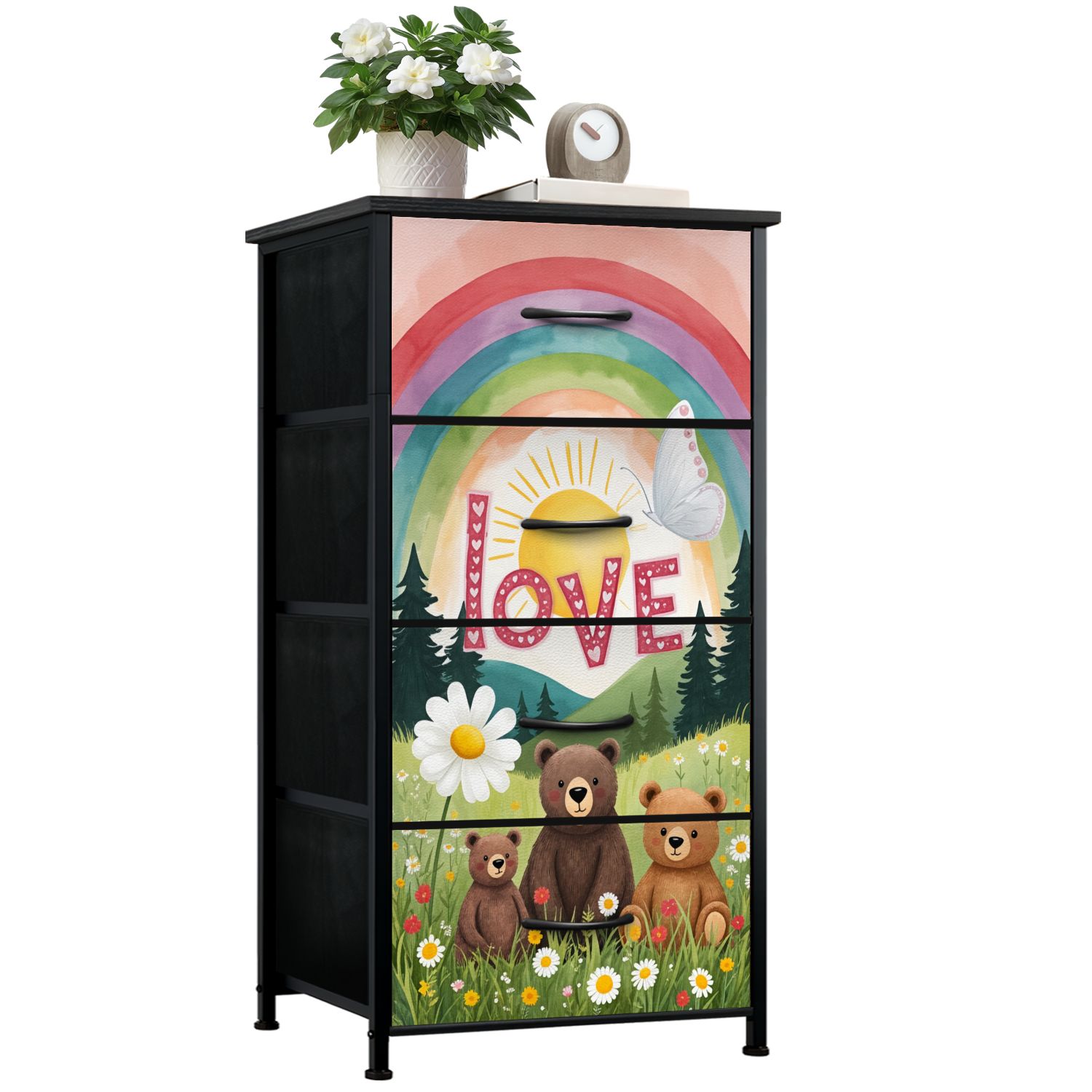 Safari Dresser for Bedroom with 4 Storage Drawers Cute Bear Family ...