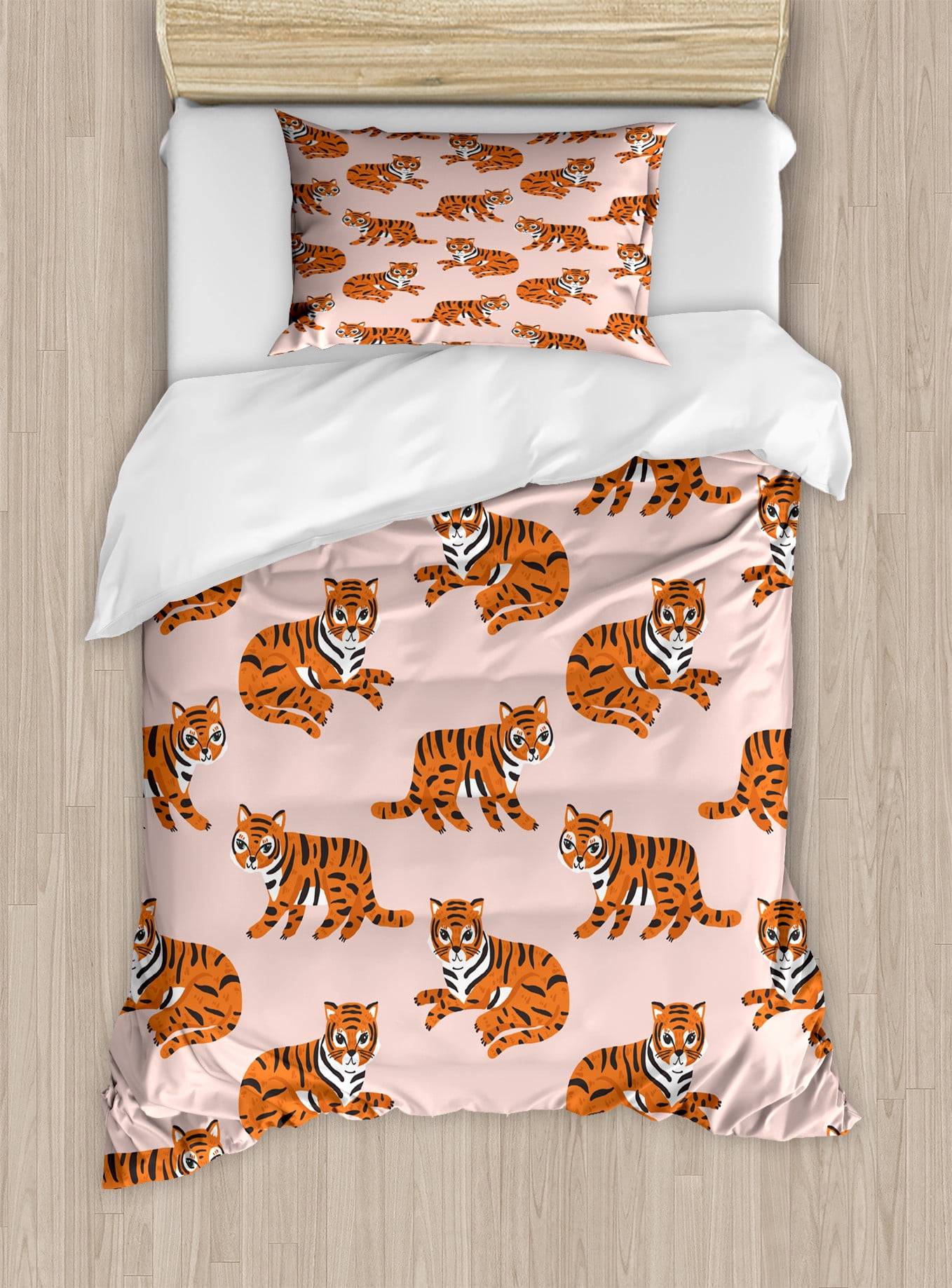 Safari Duvet Cover Set, Fun Pattern of Tigers with Stripes Funky ...