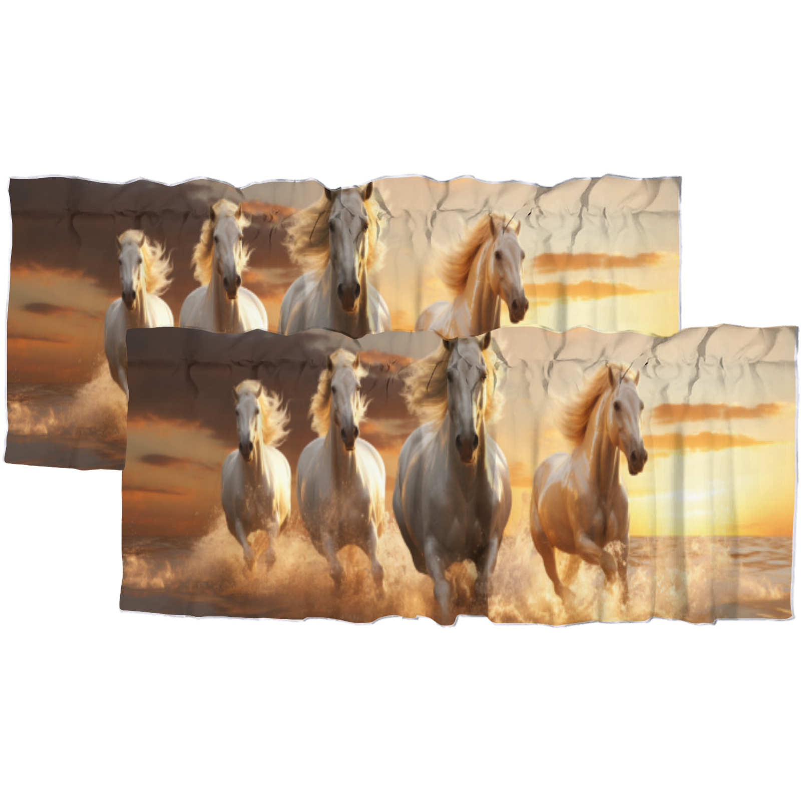 Safari Horses Curtain Valances for Kitchen Windows Western Animals ...