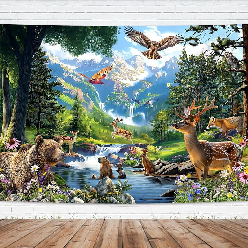 Safari Jungle Animal Backdrop Rainforest Mountain Wild Animals Tropical ...