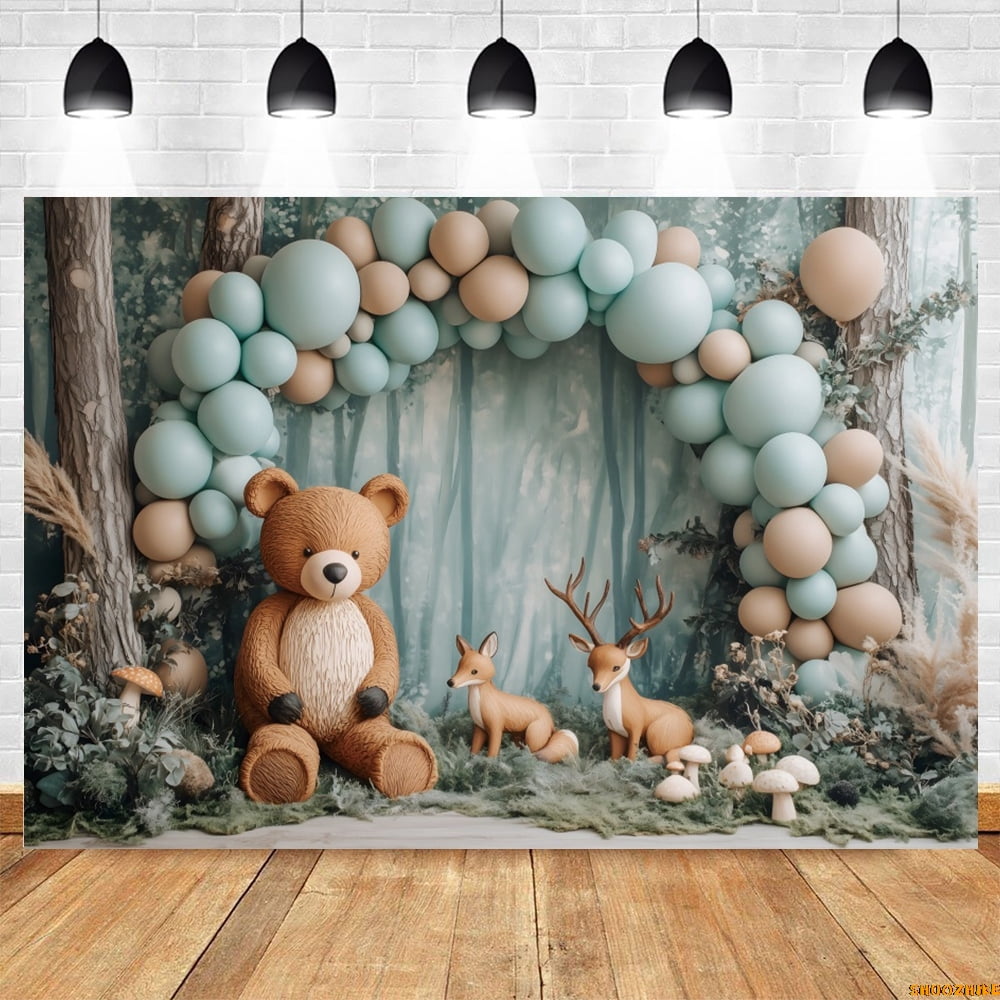 Safari Jungle Animals Birthday Party Backdrop Forest Balloons Newborn ...