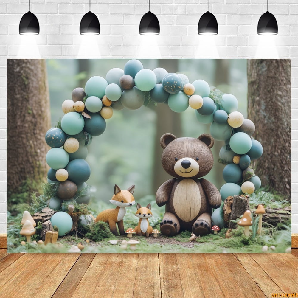 Safari Jungle Animals Birthday Party Backdrop Forest Balloons Newborn ...