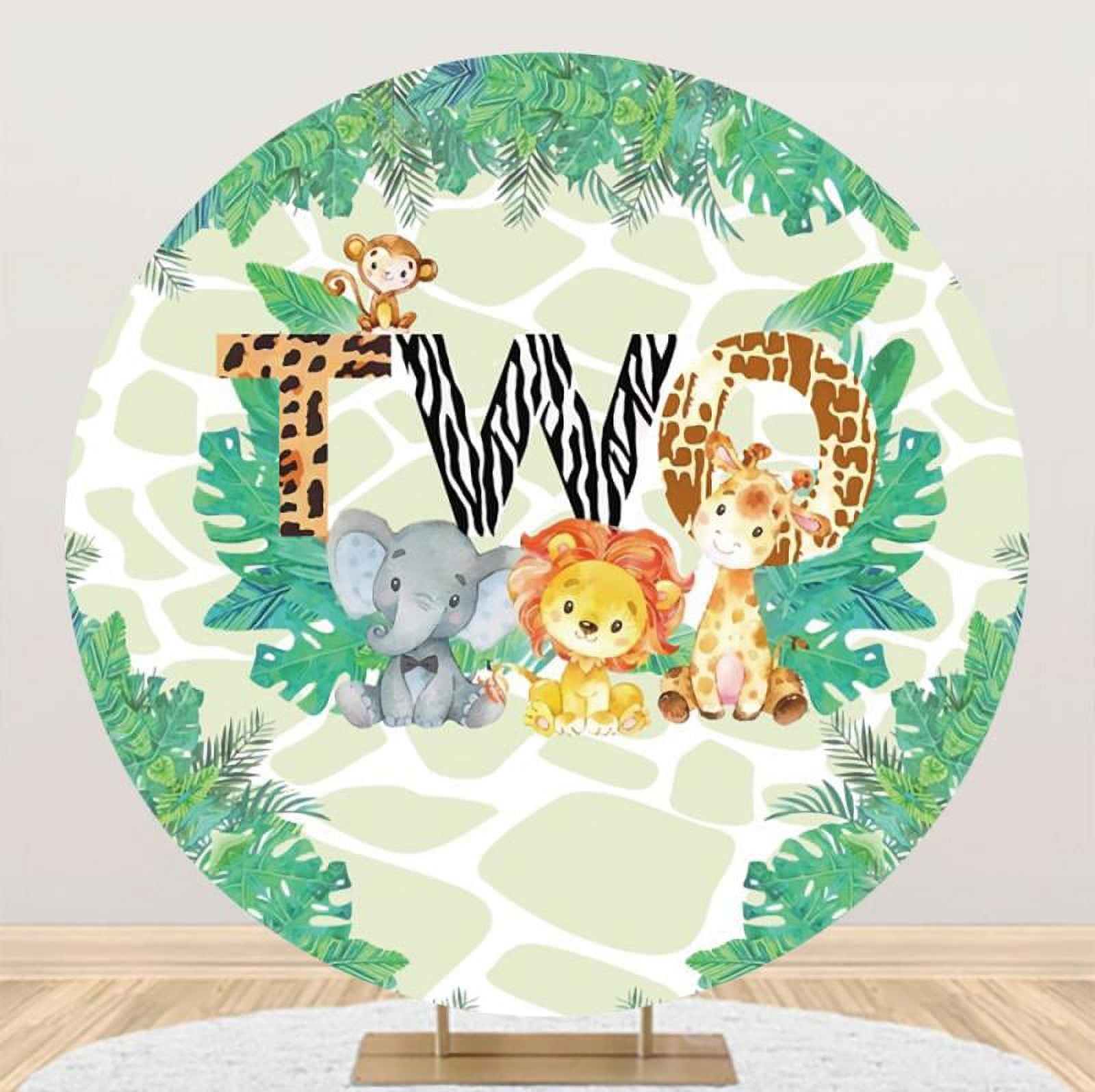 Safari Jungle Animals Oh Baby Round Backdrop Zoo Animals Tropical ...