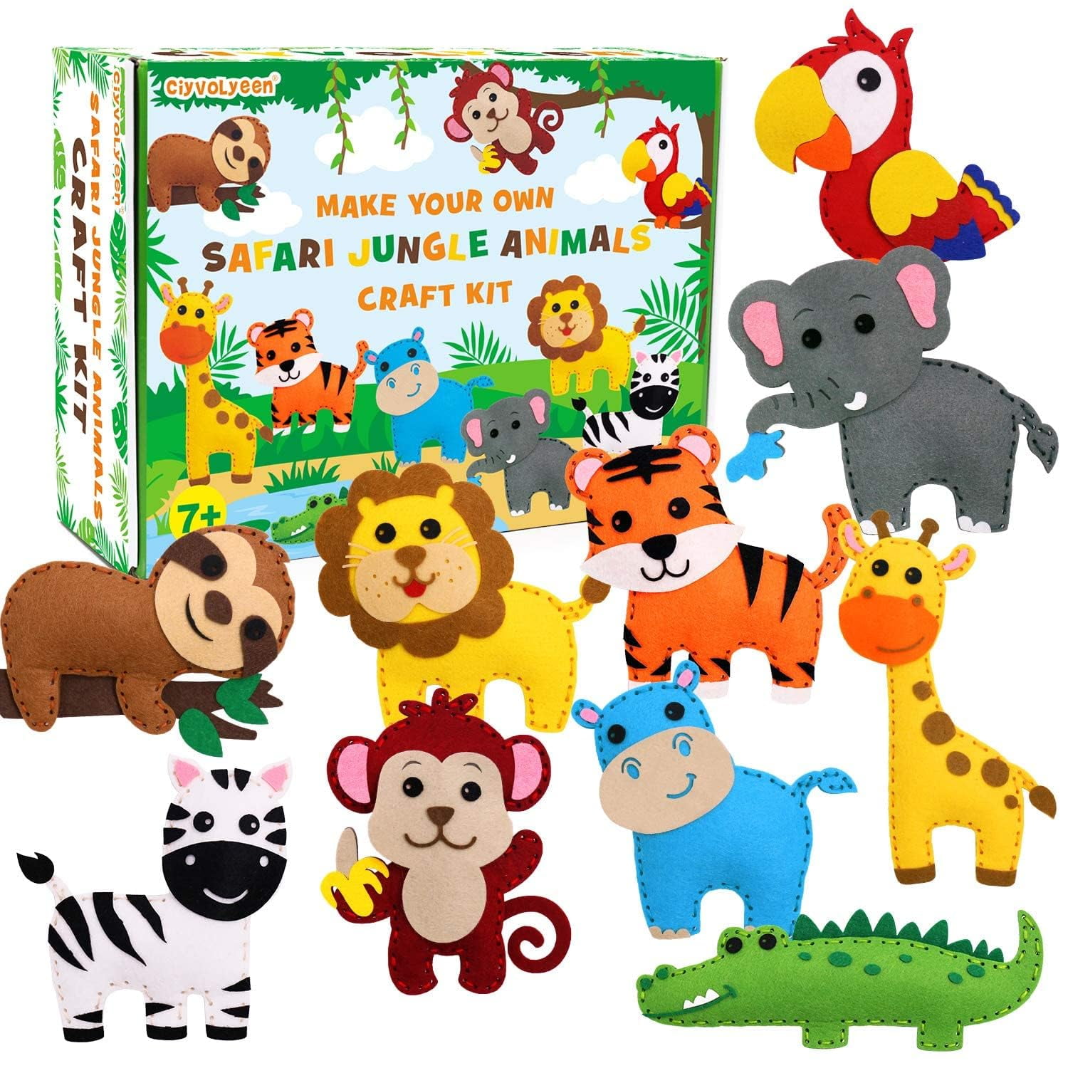 Safari Jungle Animals Sewing Kit Zoo Felt Animal DIY Crafts for Girls ...