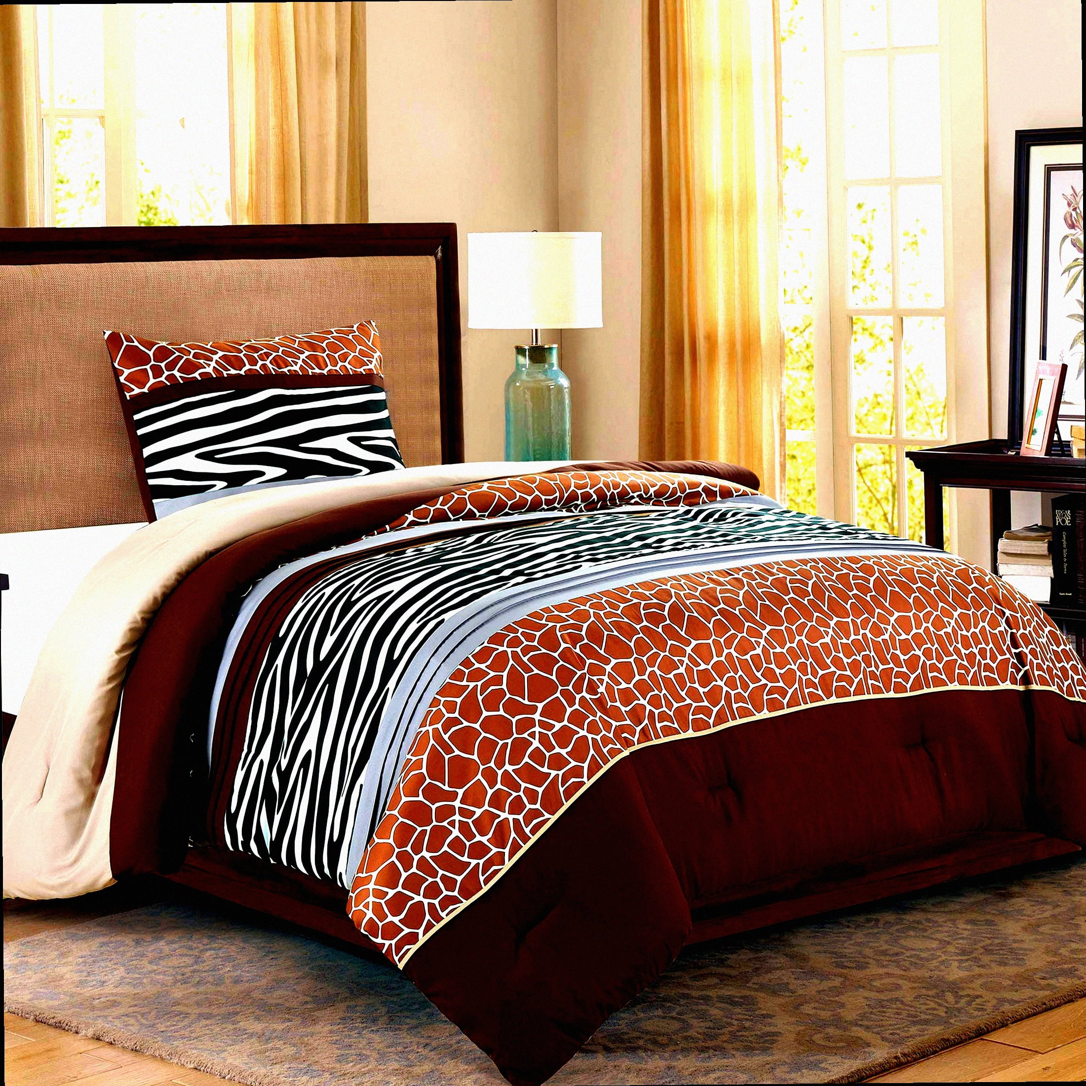 Safari Jungle Twin Comforter Set - Animal Print Bedding with Zebra and ...