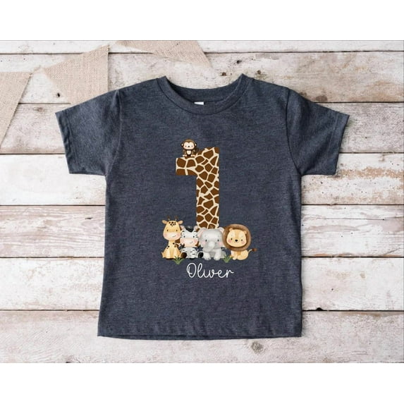 Safari Jungle Zoo Animals 1st Birthday Boy Shirt, Giraffe Zebra Lion Safari Wild One Birthday ...