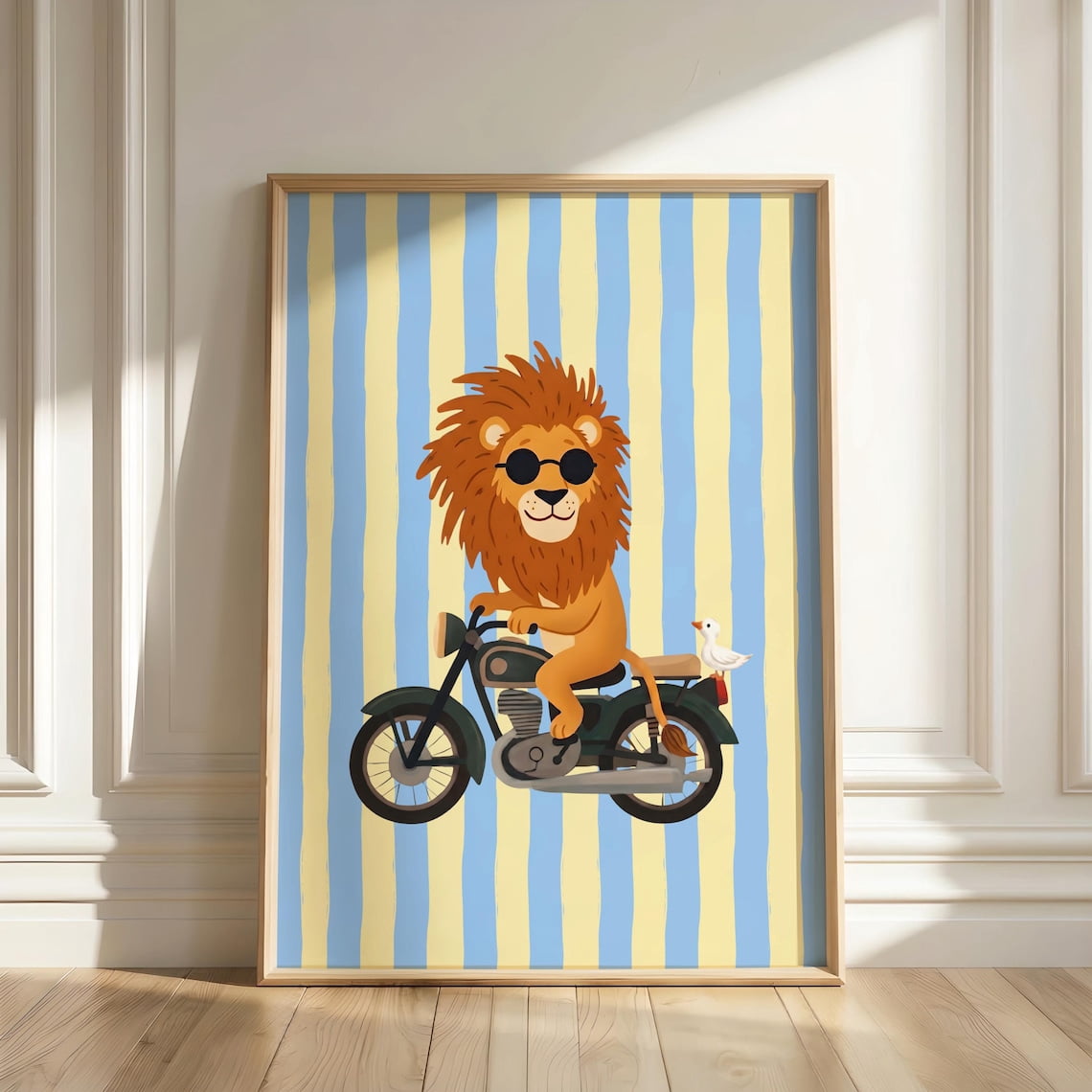Safari Lion Silly Goose Motorcycle Kids Room Decor Cool Animal Nursery ...