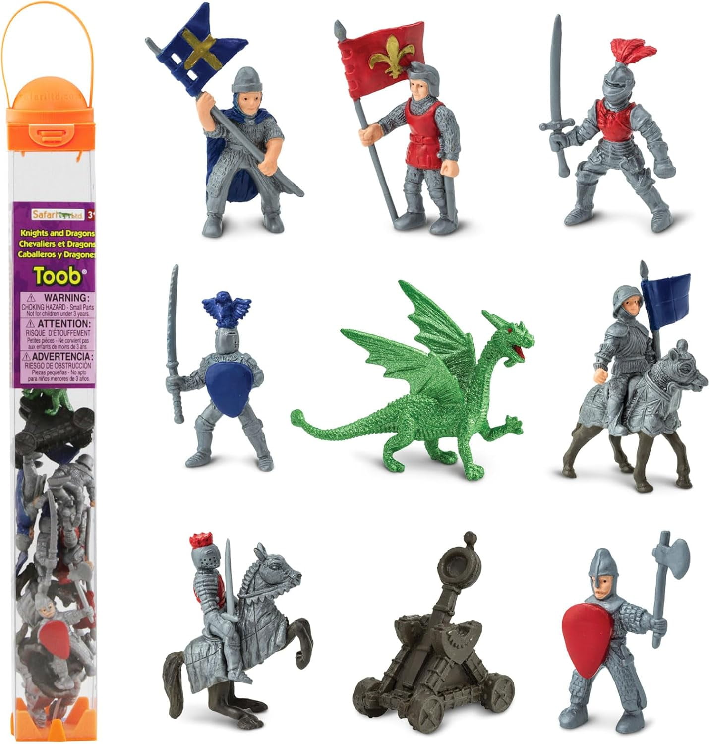 Safari Ltd. Knights & Dragons Toob - Set of 10 Mini Figurines: Red ...