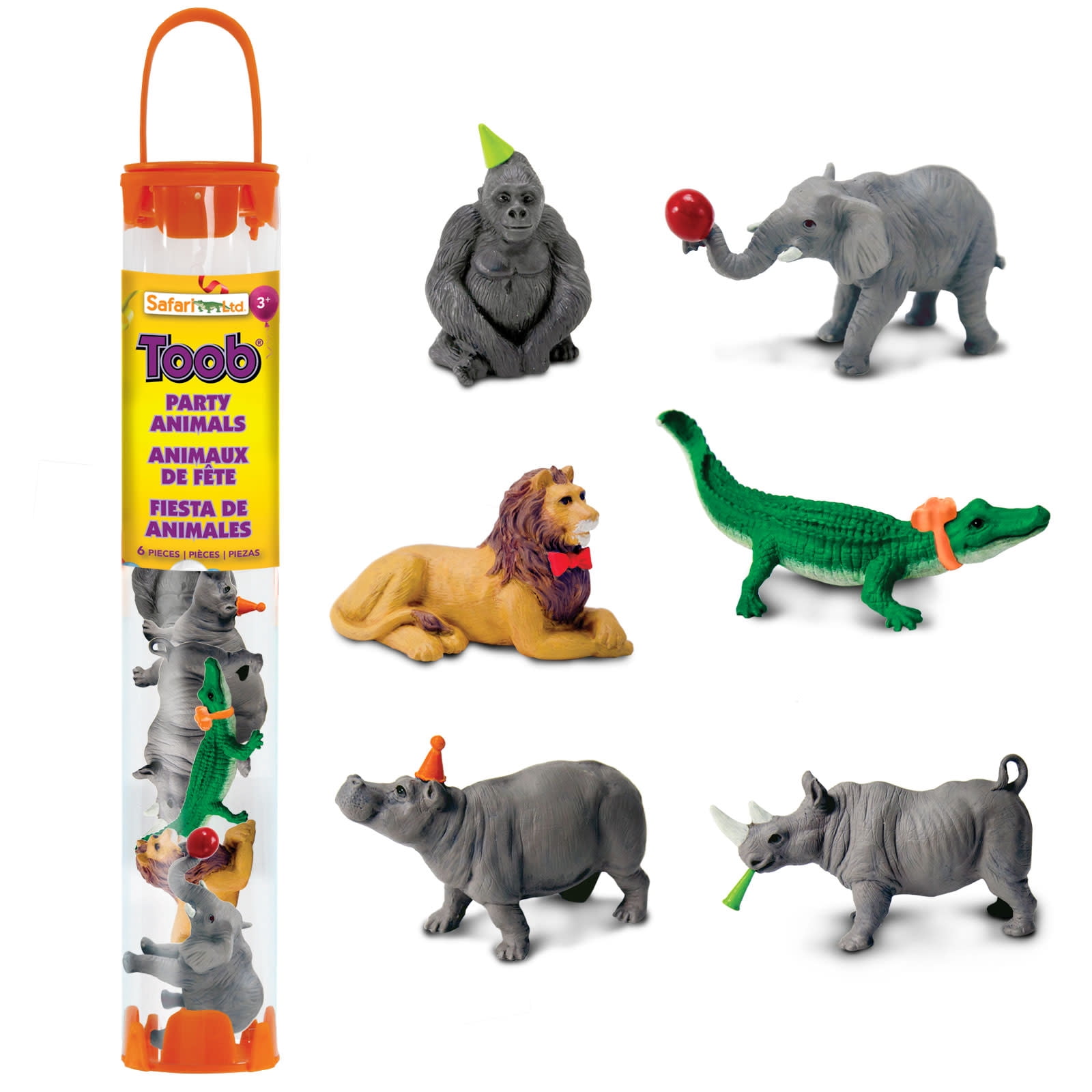 Safari Ltd. Party Animals Designer TOOB - 6 Miniature Animal Figurines ...