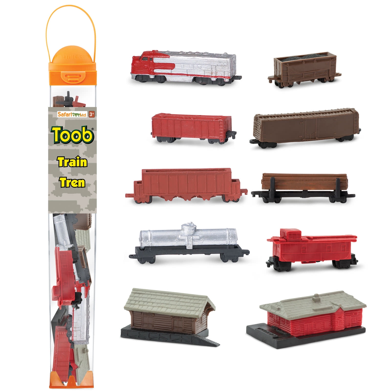 Safari Ltd. Train TOOB - Figurines of Freight Station, Cargo Car, Log ...