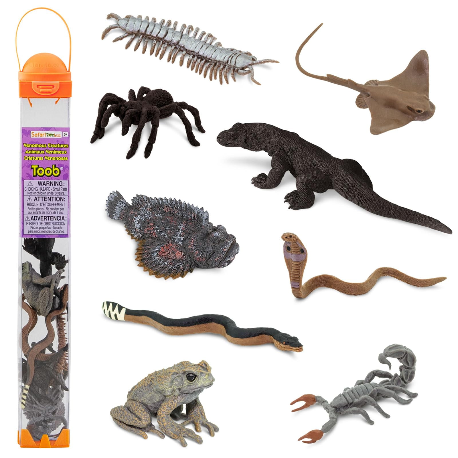Safari Ltd. Venomous Creatures TOOB - 9 KMC2Figurines: Toad, Snake, Ray ...