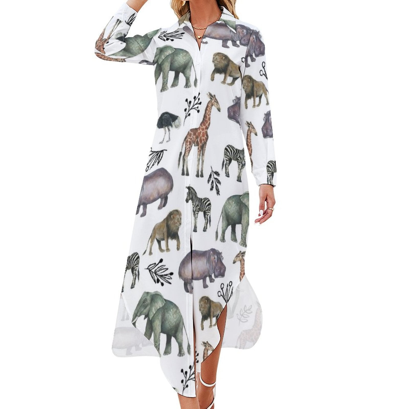 Safari Pals Long Sleeved Shirt Dress purple dress clothes for woman ...