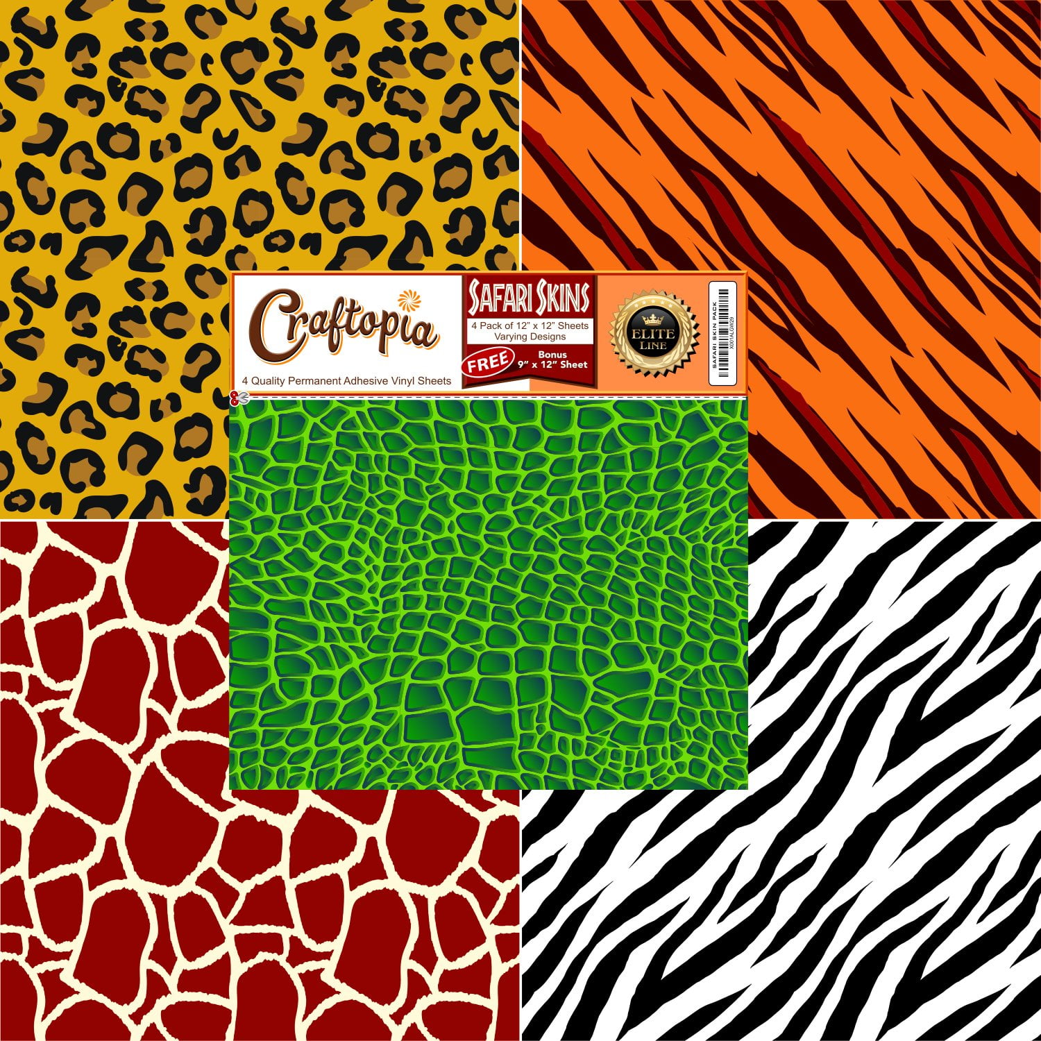Craftopia Safari Patterned Vinyl Sheets | 4 Pack Animal Prints ...
