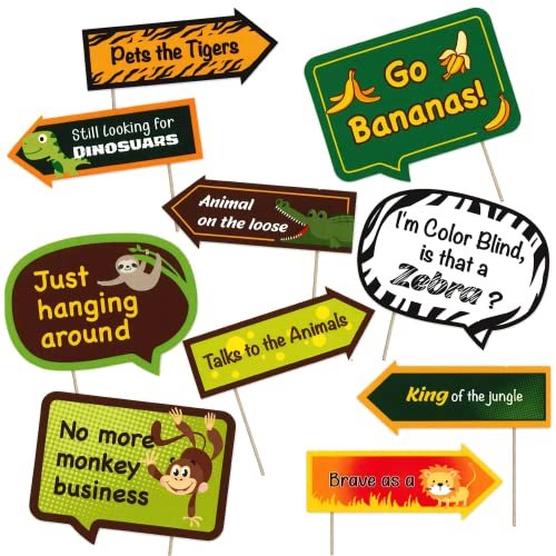 Safari Photo Booth Props - Jungle Animals Wild Adventure Themed Baby ...