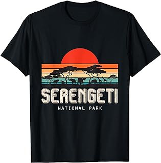 Safari Retro Serengeti National Park Sunrise Savanna Animals T-Shirt ...