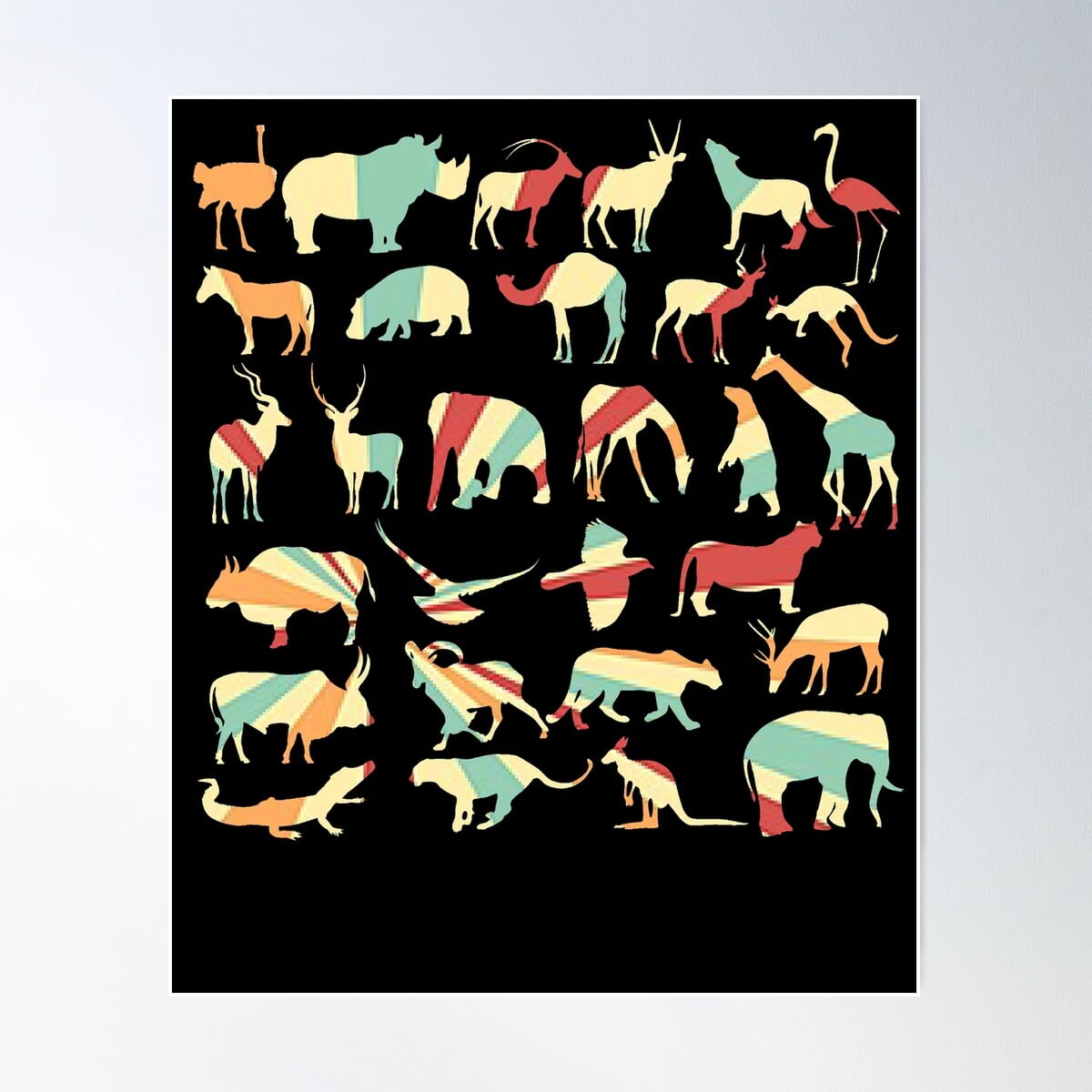 Safari Savanna Multiple Animals Poster Wall Art, Modern Wall Decor For ...