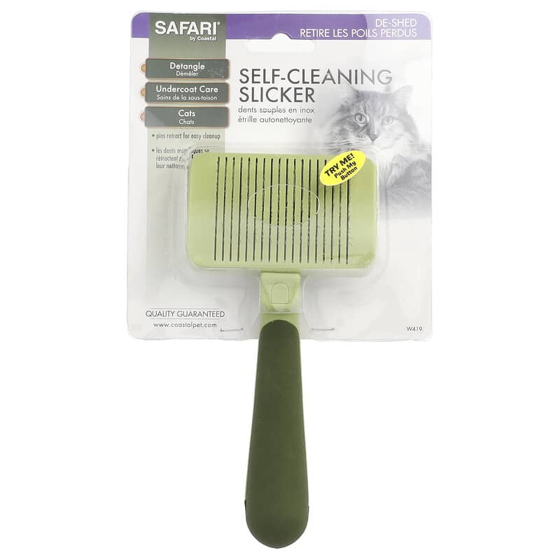Safari, Self-Cleaning Slicker Brush for Cats, 1 Slicker Brush Pack of 4 ...