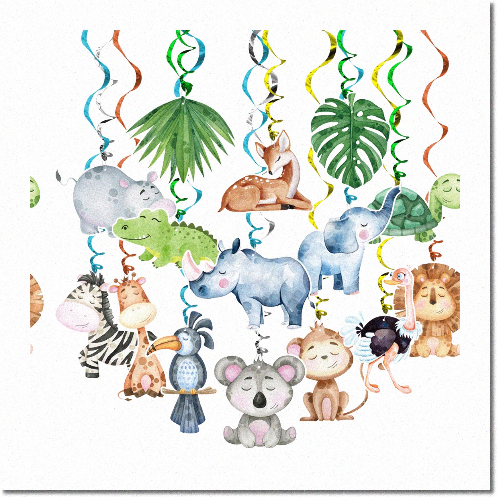 Safari Spectacular Party Pack: Jungle Animal Decorations, 30 Ceiling ...