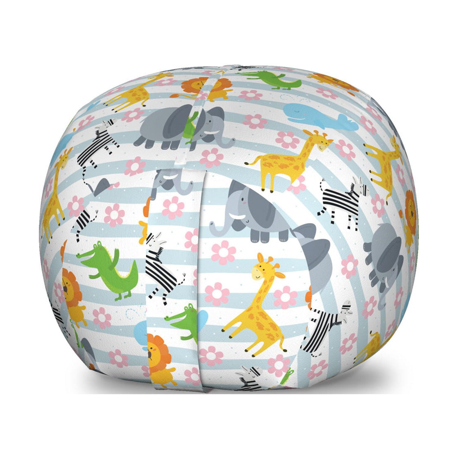 Safari Storage Toy Bag Chair, Friendly Zoo Animals with Happy Faces ...