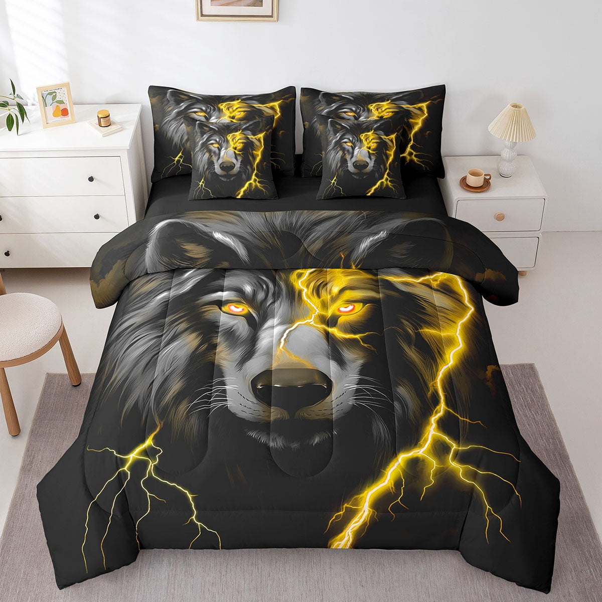 Safari Wolf Twin Bed In A Bag 7 Piece Woodland Animal Comforter Set ...