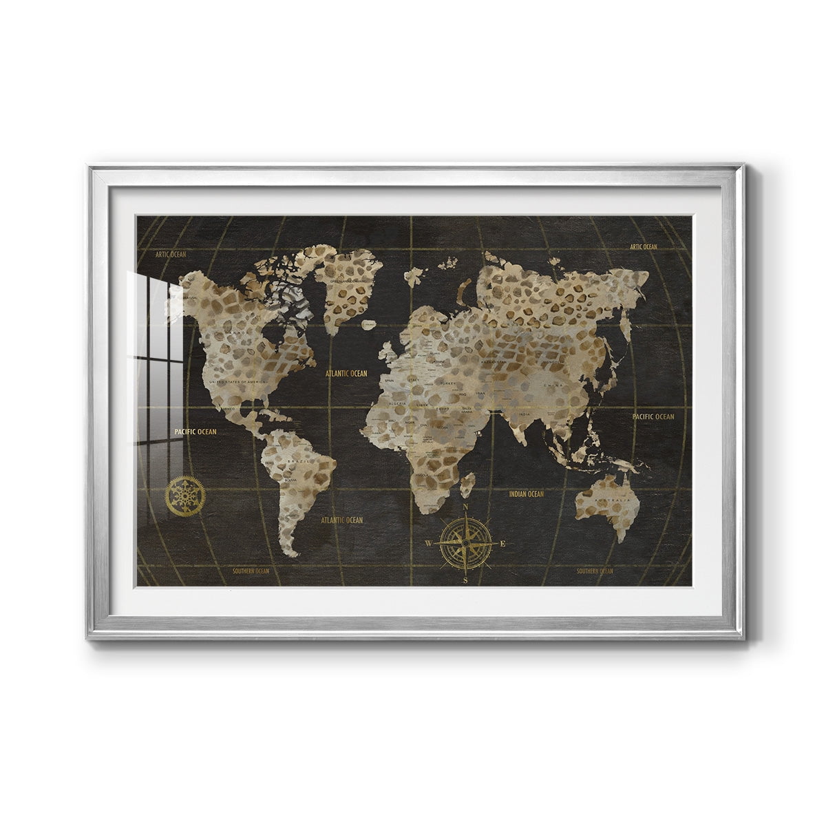 Safari World Map Premium Framed Print - Ready to Hang - Walmart.com