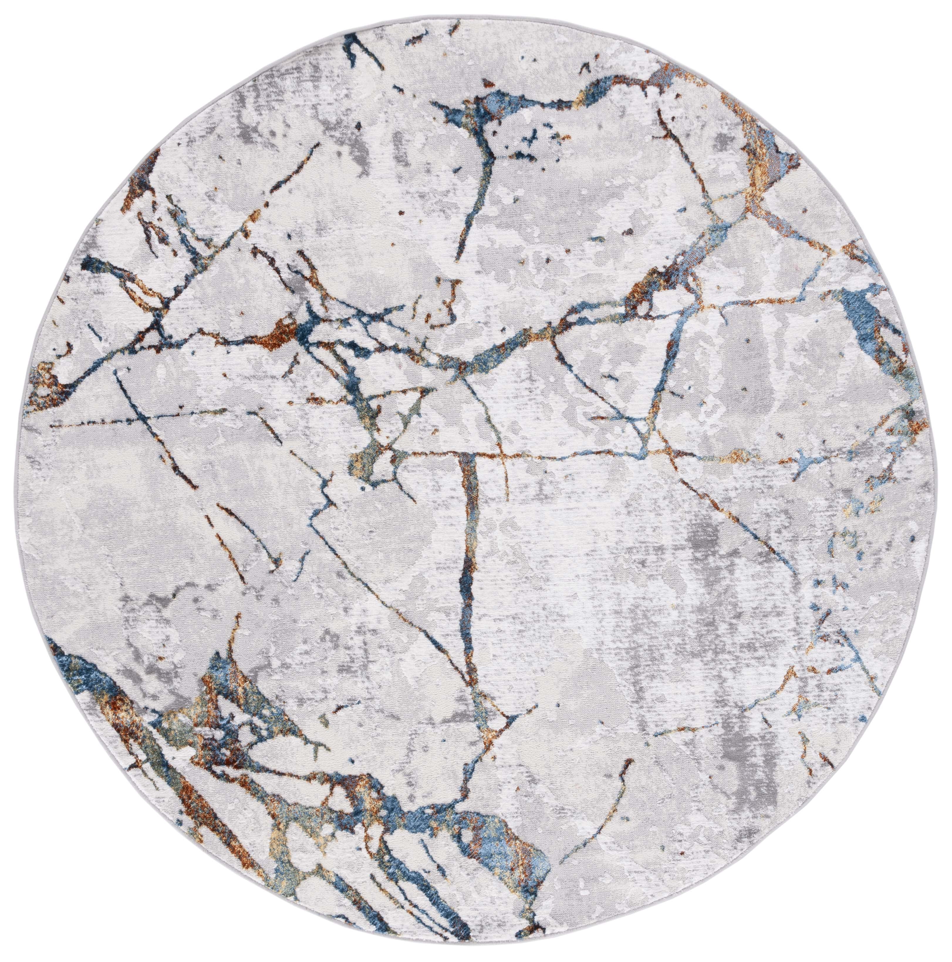 SAFAVIEH Amelia Pemala Abstract Area Rug, Grey/Blue Gold, 6'7" x 6'7 ...