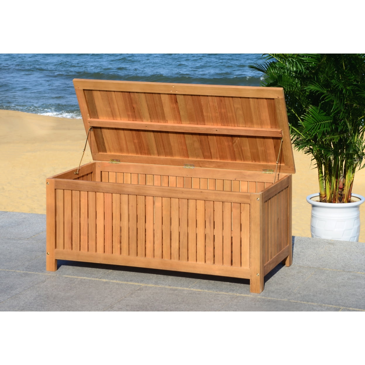Safavieh Abri Indoor / Outdoor Wood Storage Box - Walmart.com