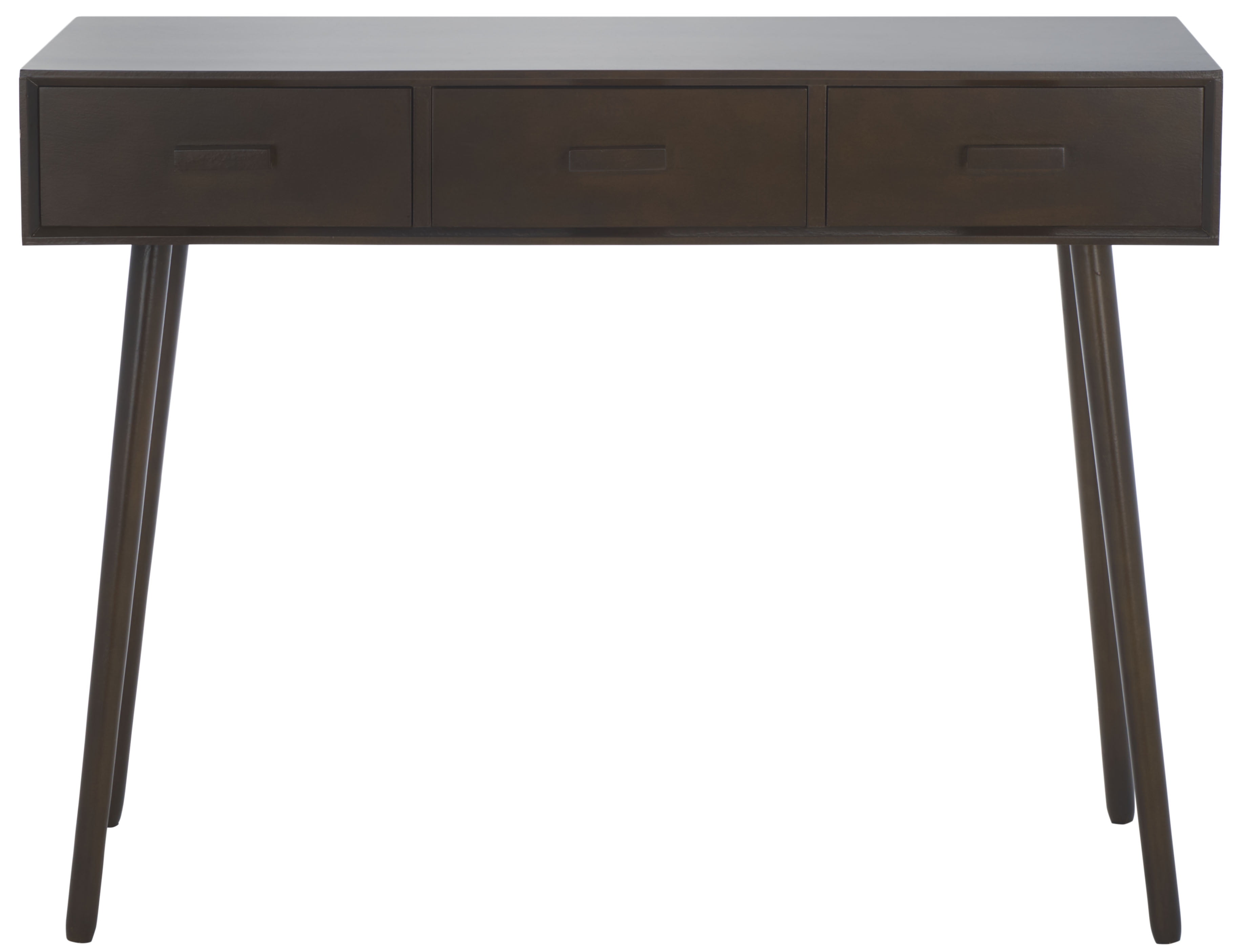 Safavieh Albus Mid-Century 3 Drawer Solid Wood Console Table, Dark ...