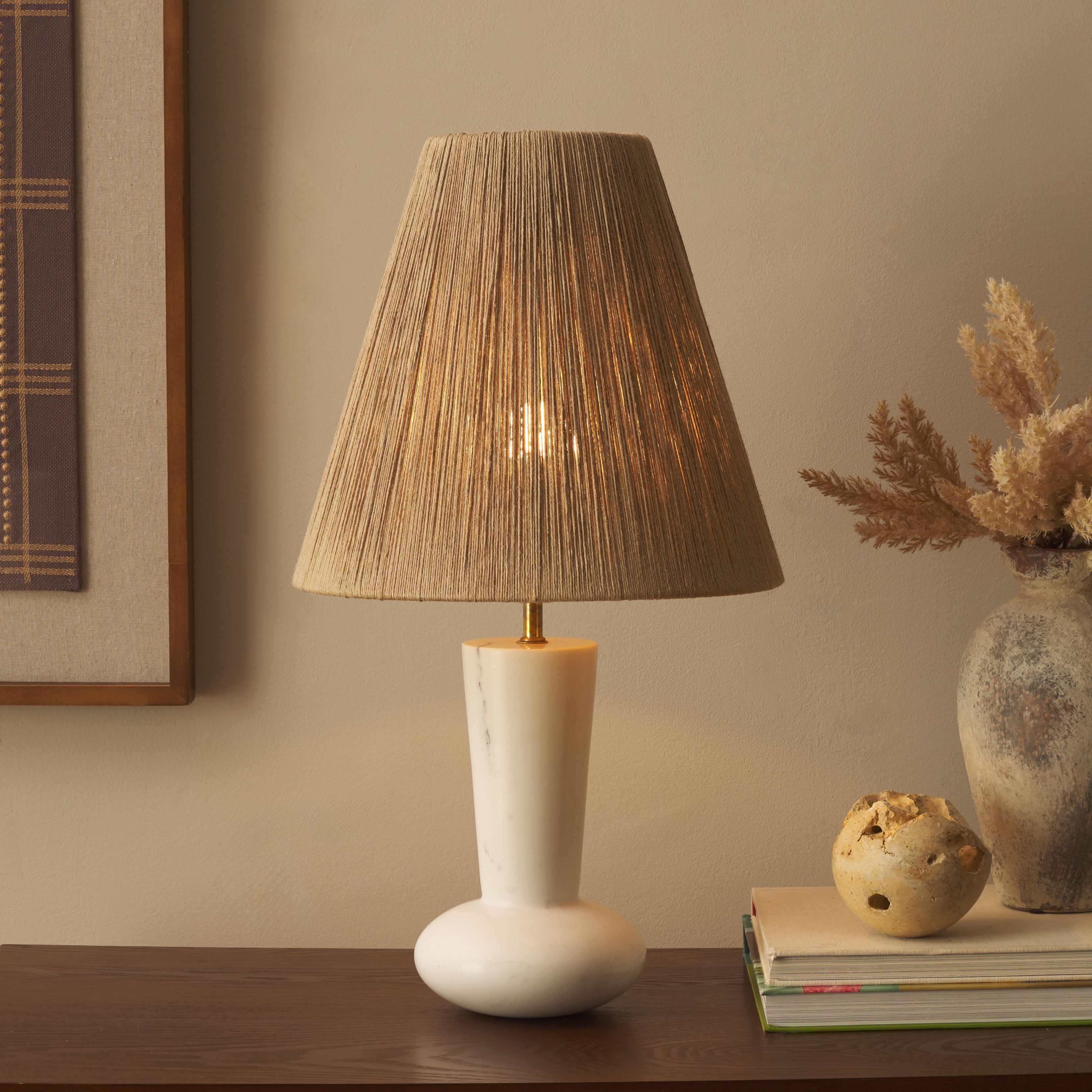 Safavieh Andez 12" Modern Marble/Fabric Table Lamp, White - Walmart.com