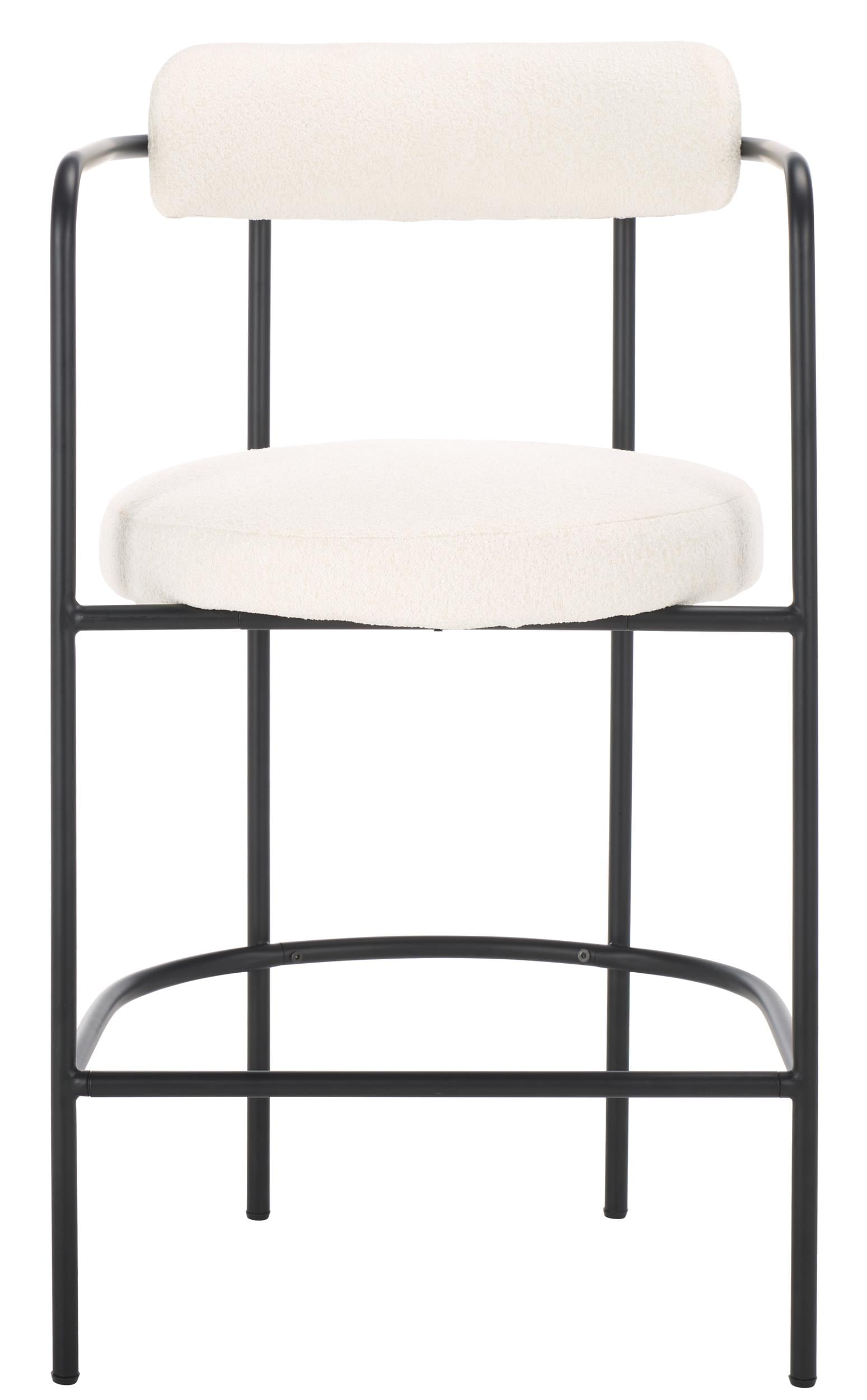Safavieh Andrean Wood and Iron Arm Counter Stool in White / Black ...