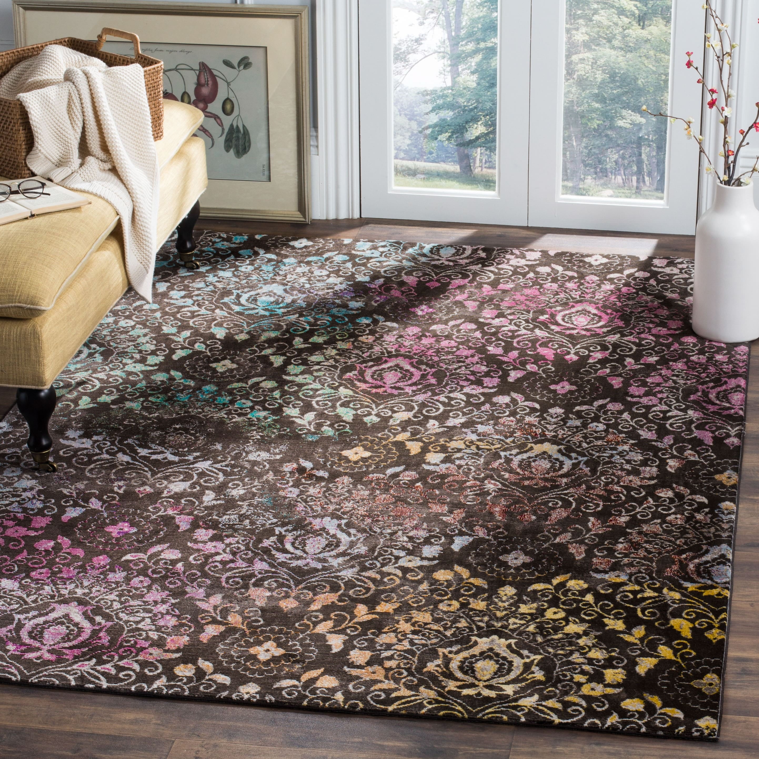 Safavieh Aria Aimee Vintage Boho Damask Rug Brown/Multi 8' x 10' 8' x ...