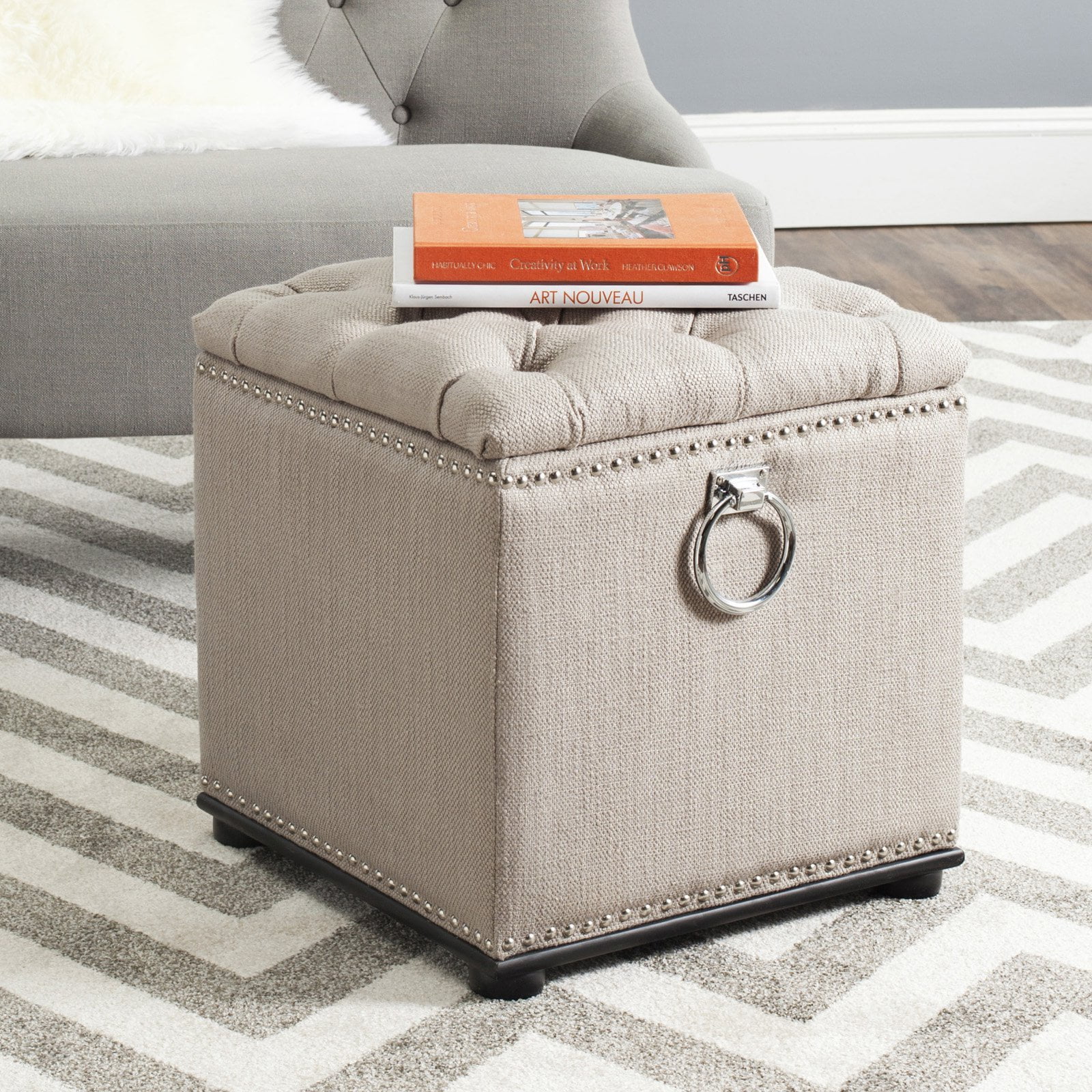 Safavieh Arturo Storage Ottoman with Silver Nail Heads - Walmart.com