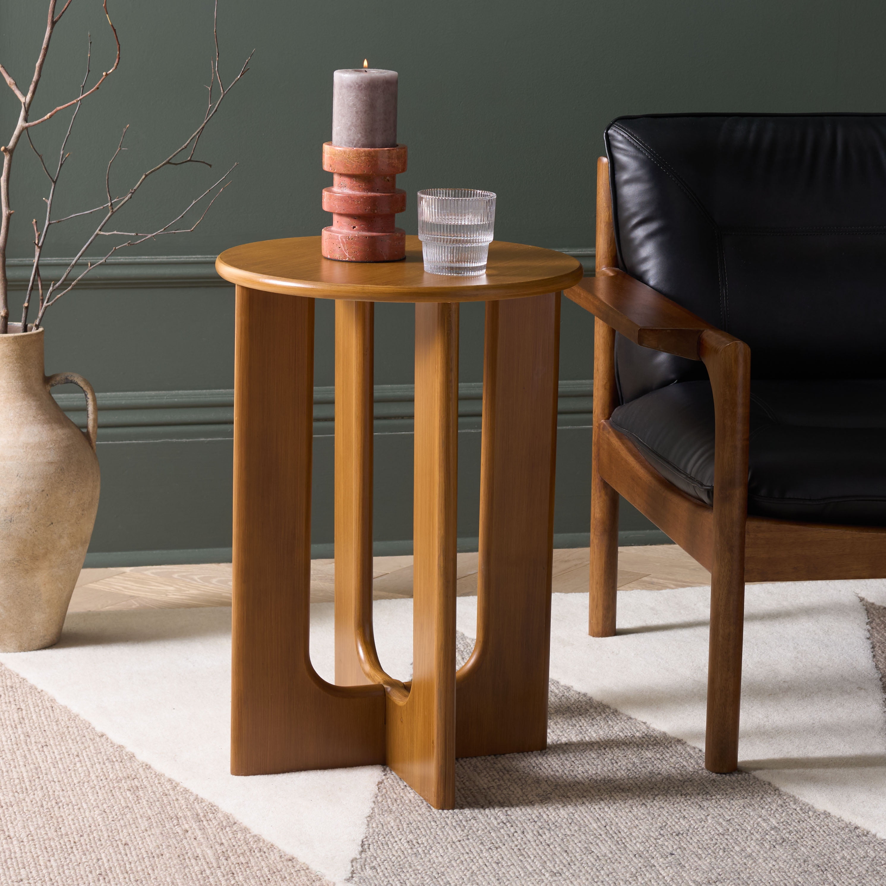 Safavieh Ashanka Modern Wood Round End Table, Brown - Walmart.com