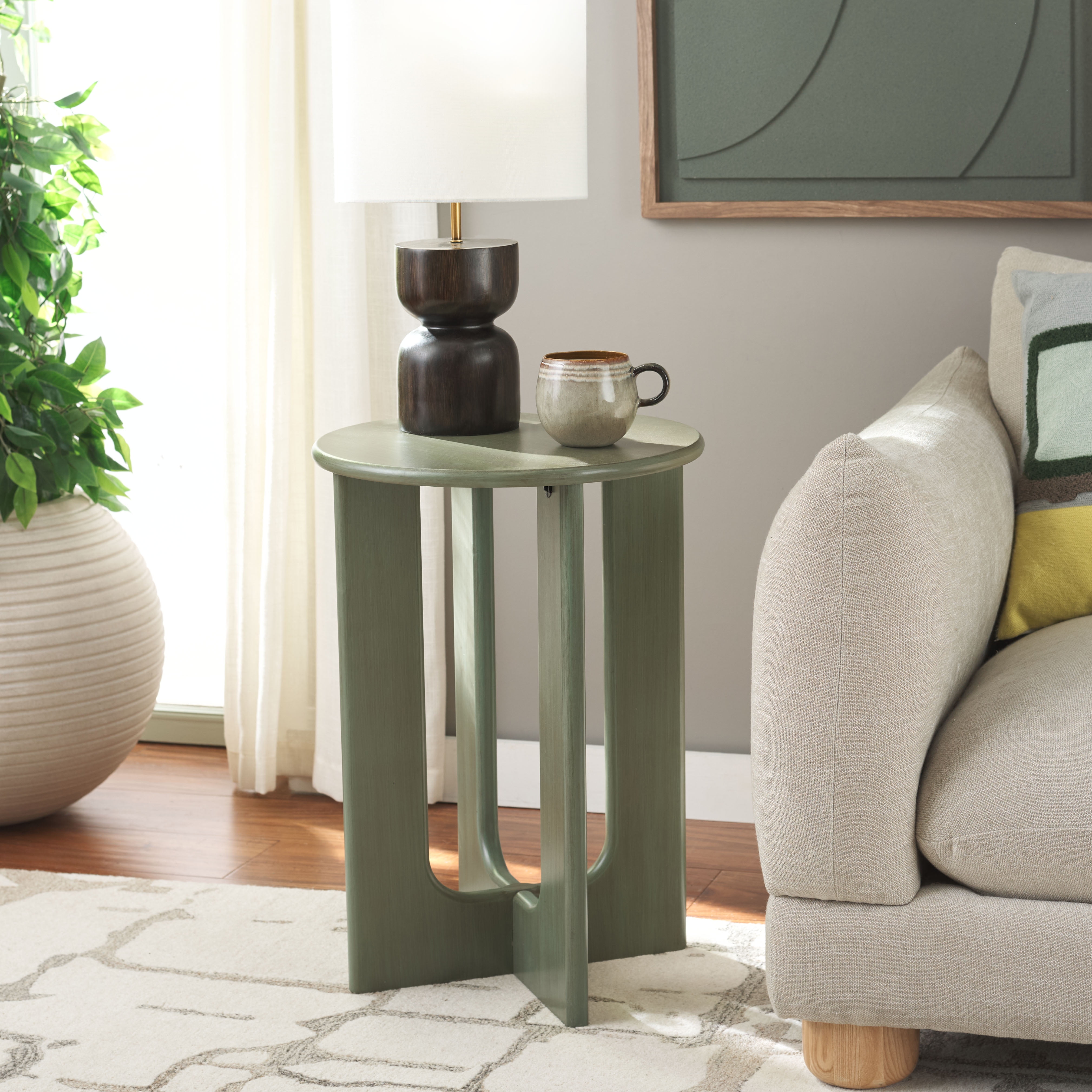 Safavieh Ashanka Modern Wood Round End Table, Green - Walmart.com