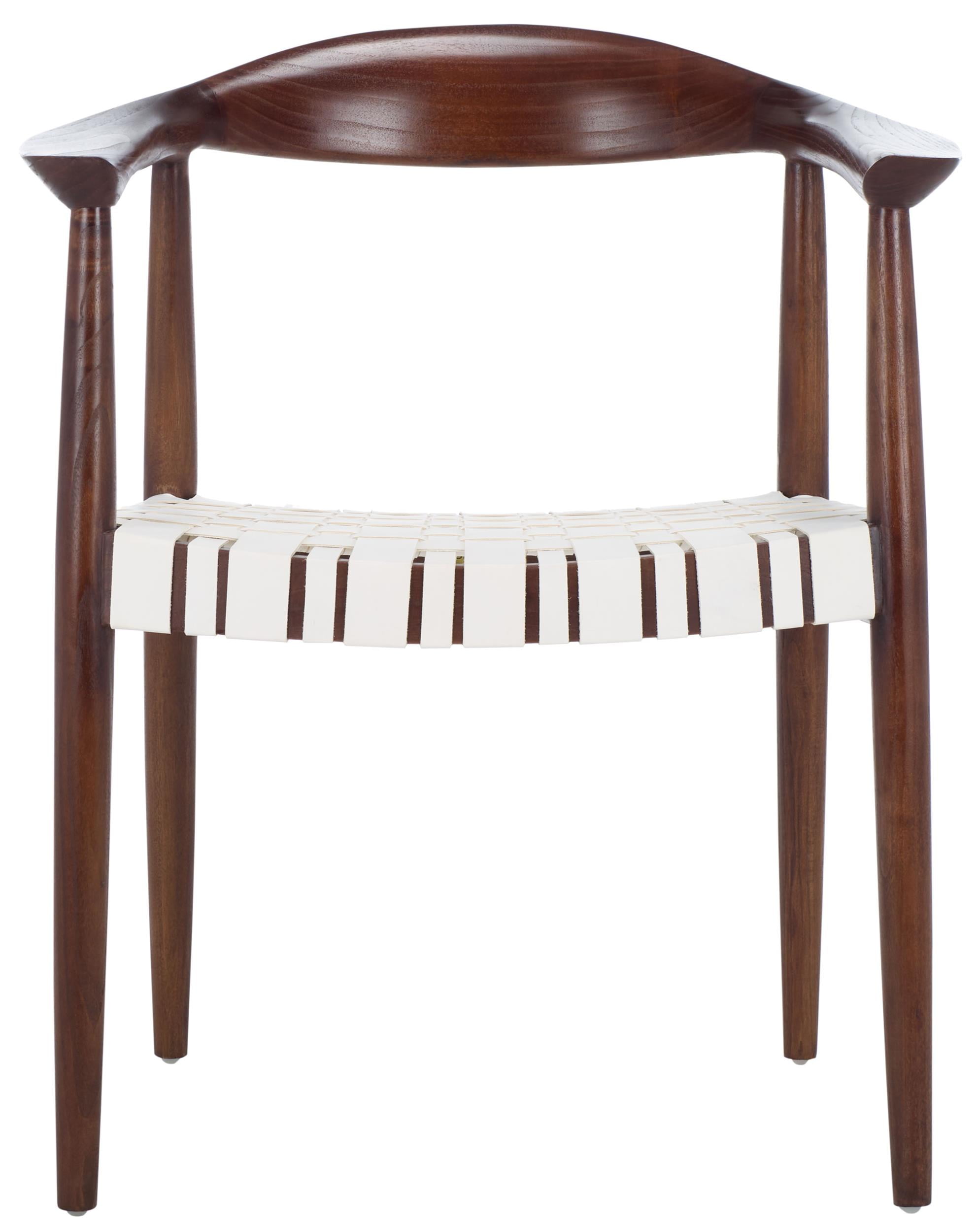 Safavieh Baden Wood and Leather Accent Chair in White / Brown - Walmart.com