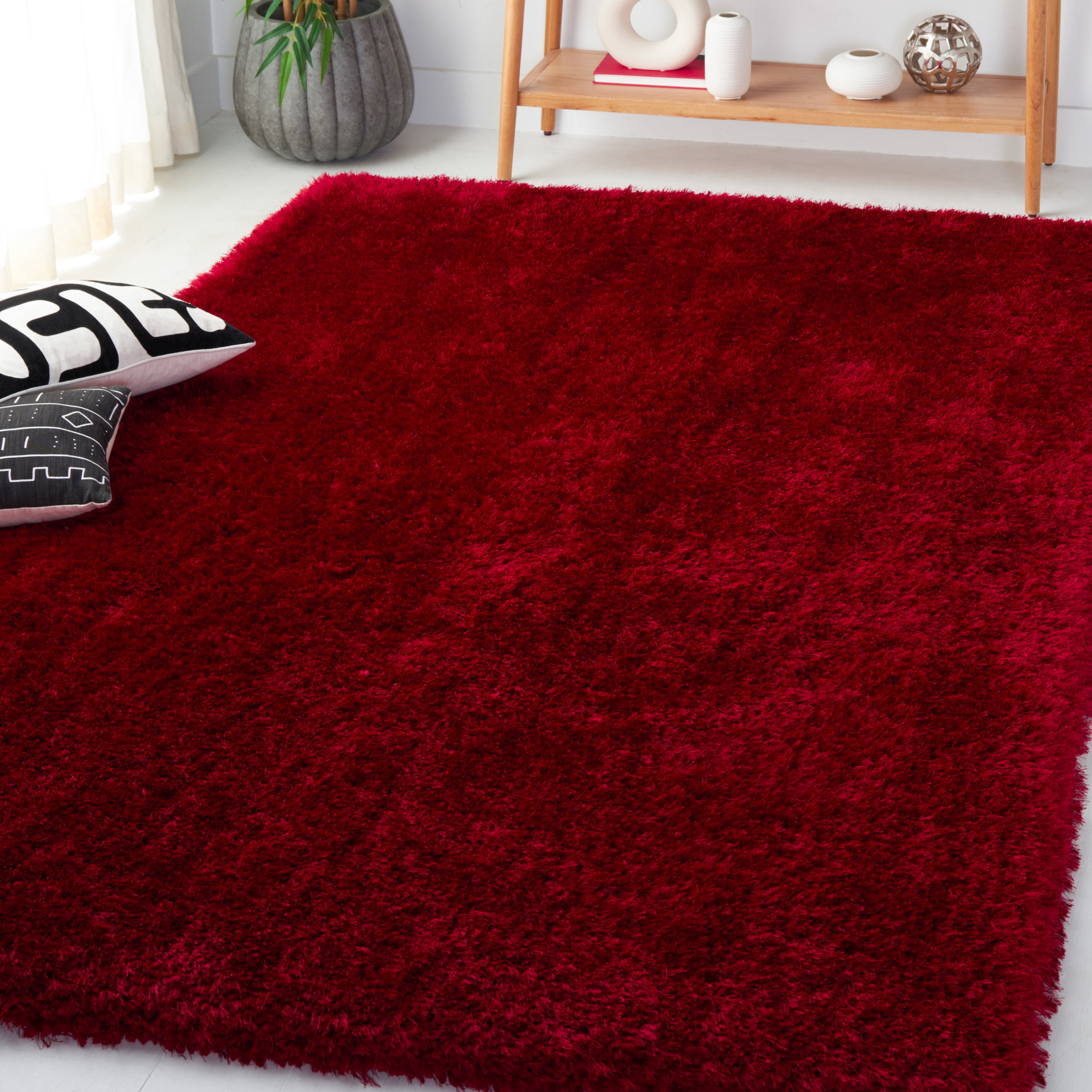 Safavieh Luxe Paxton Solid Shag Area Rug, Red, 4' x 4' Square - Walmart.com