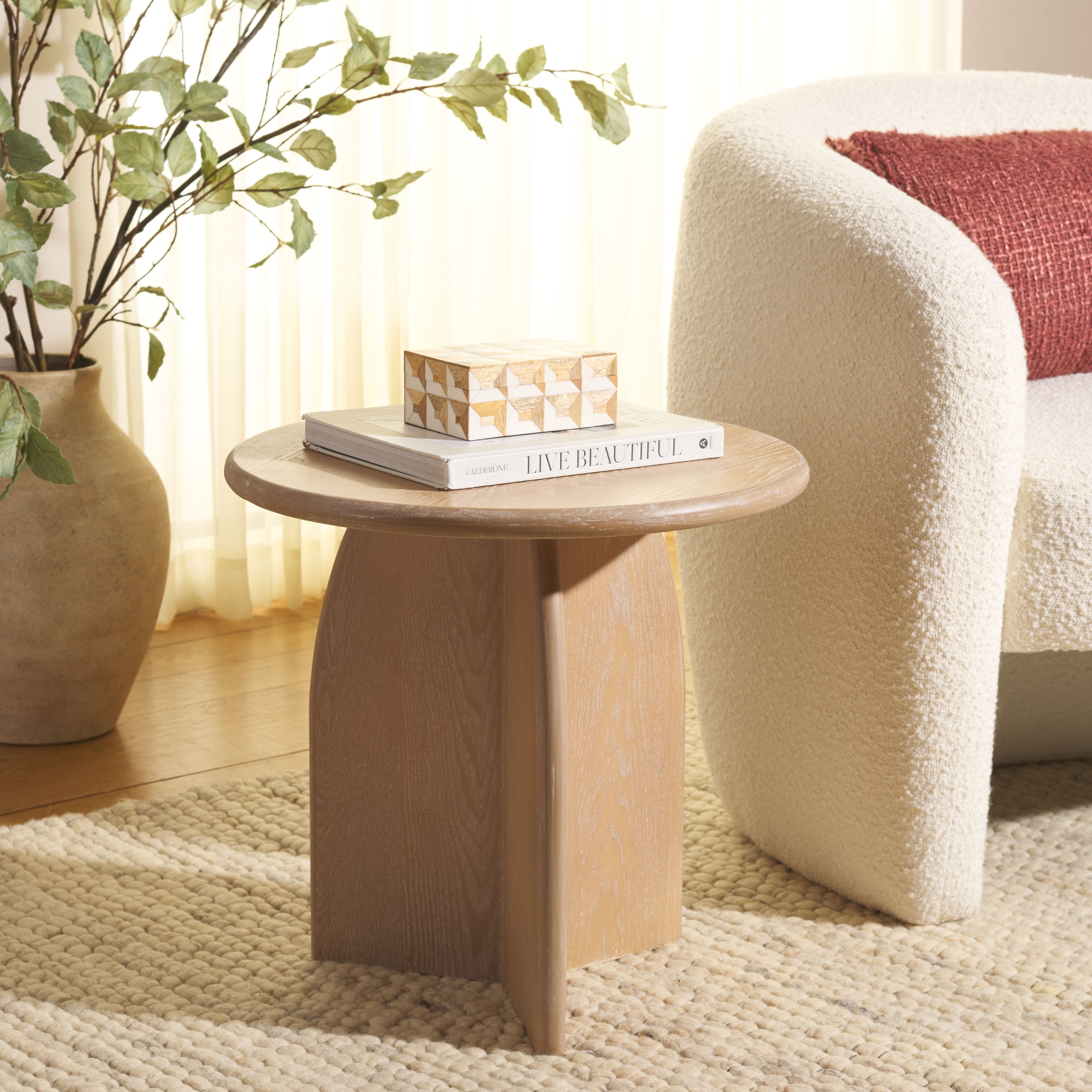 Safavieh Barazi Modern Wood Round End Table, Natural - Walmart.com
