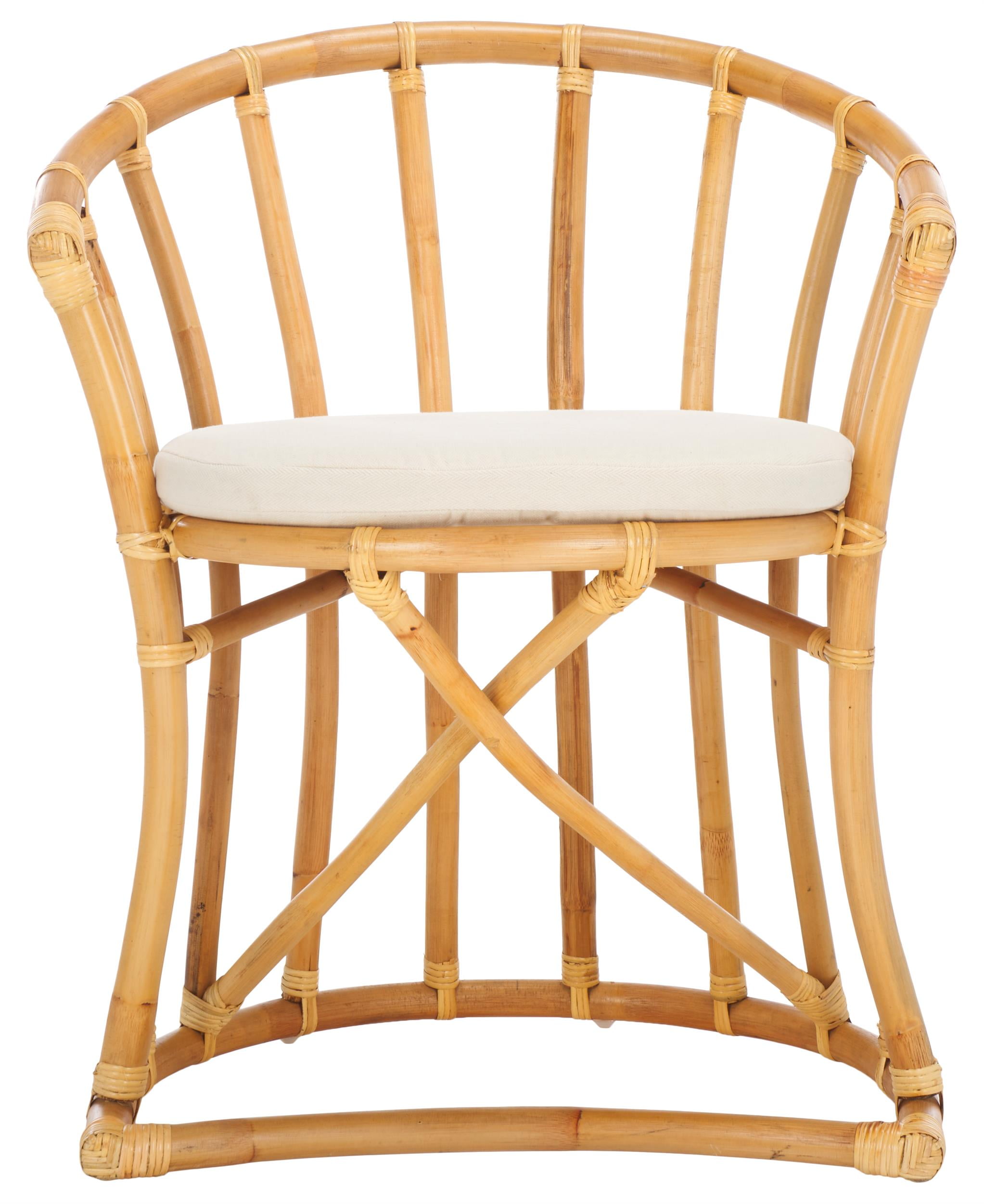 Safavieh Bates Rattan and Cotton Accent Chair in White / Natural ...