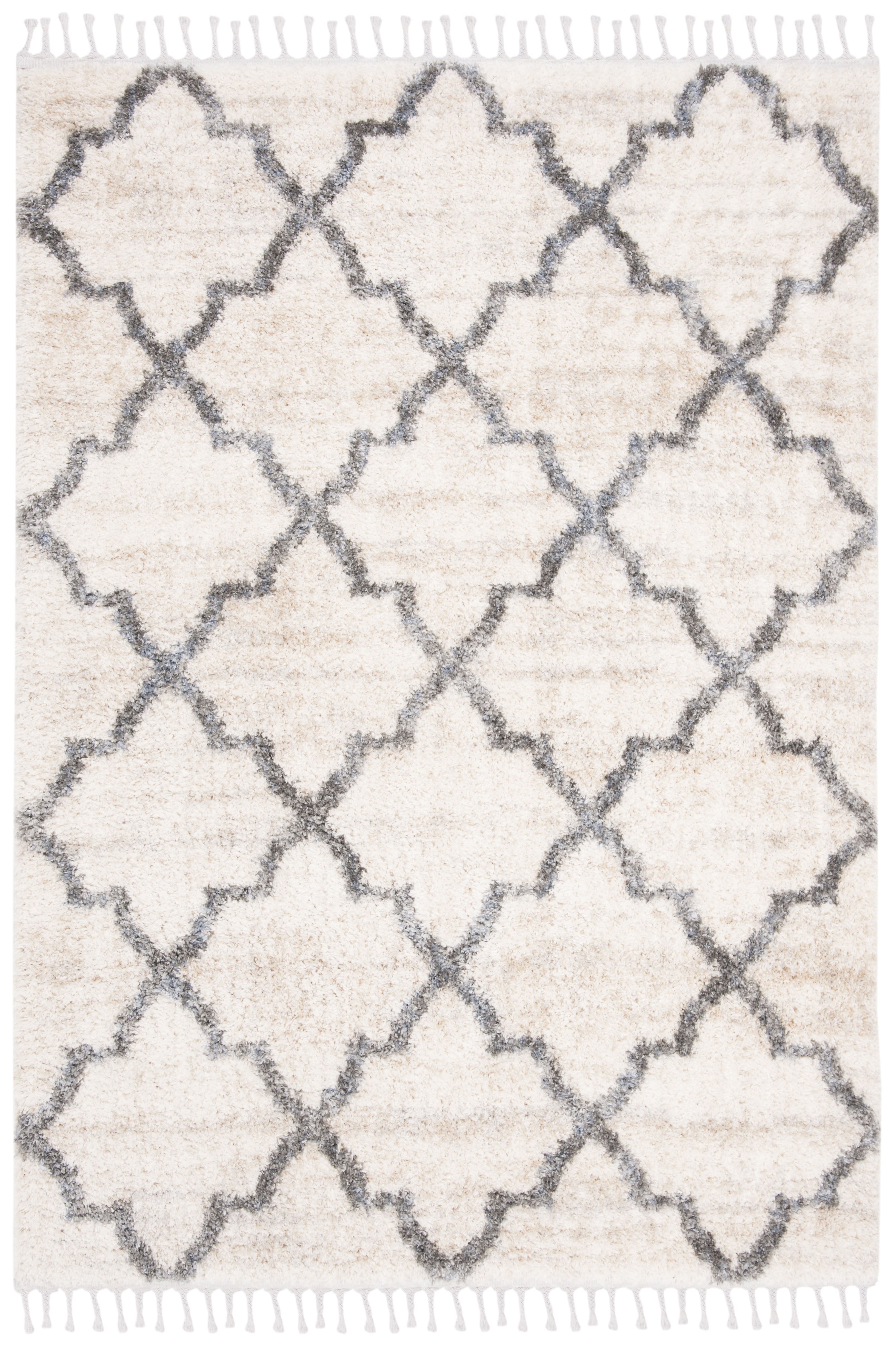 Safavieh Berber Fringe Shag Melva Trellis Rug Cream/Grey 6' x 9' 6' x 9 ...