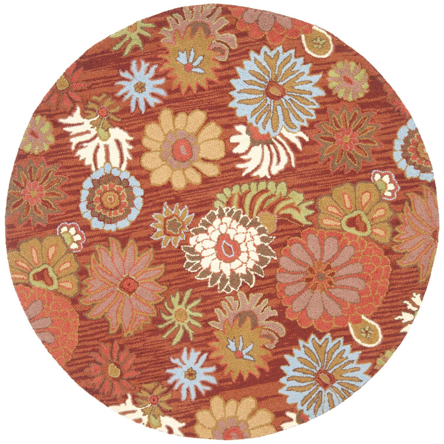 Country & Floral Rug - Blossom Wool Pile -Red/Multi-Color:Red/Multi ...